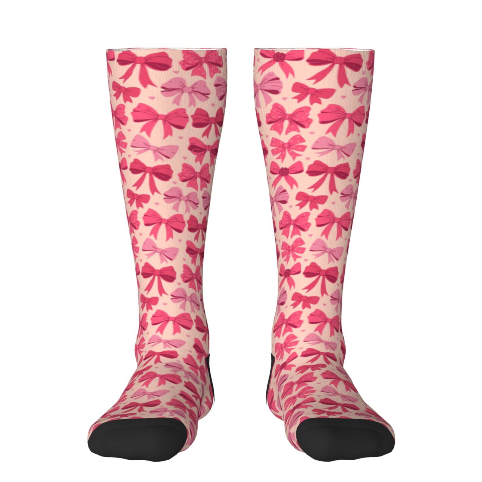 Xecao pink ribbon bows Print Compression Socks for Both Men And Women ...