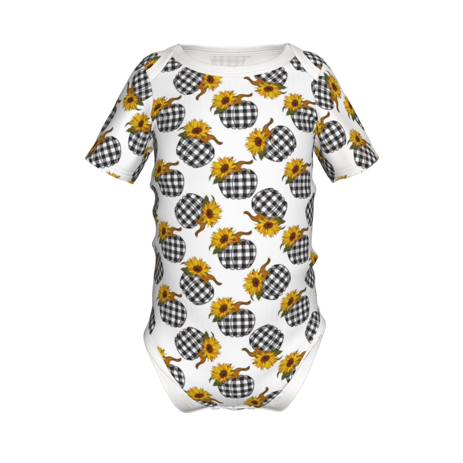 Xecao plaid Pumpkin Daisy Pattern Baby Climbing Bodysuit Short Sleeve ...