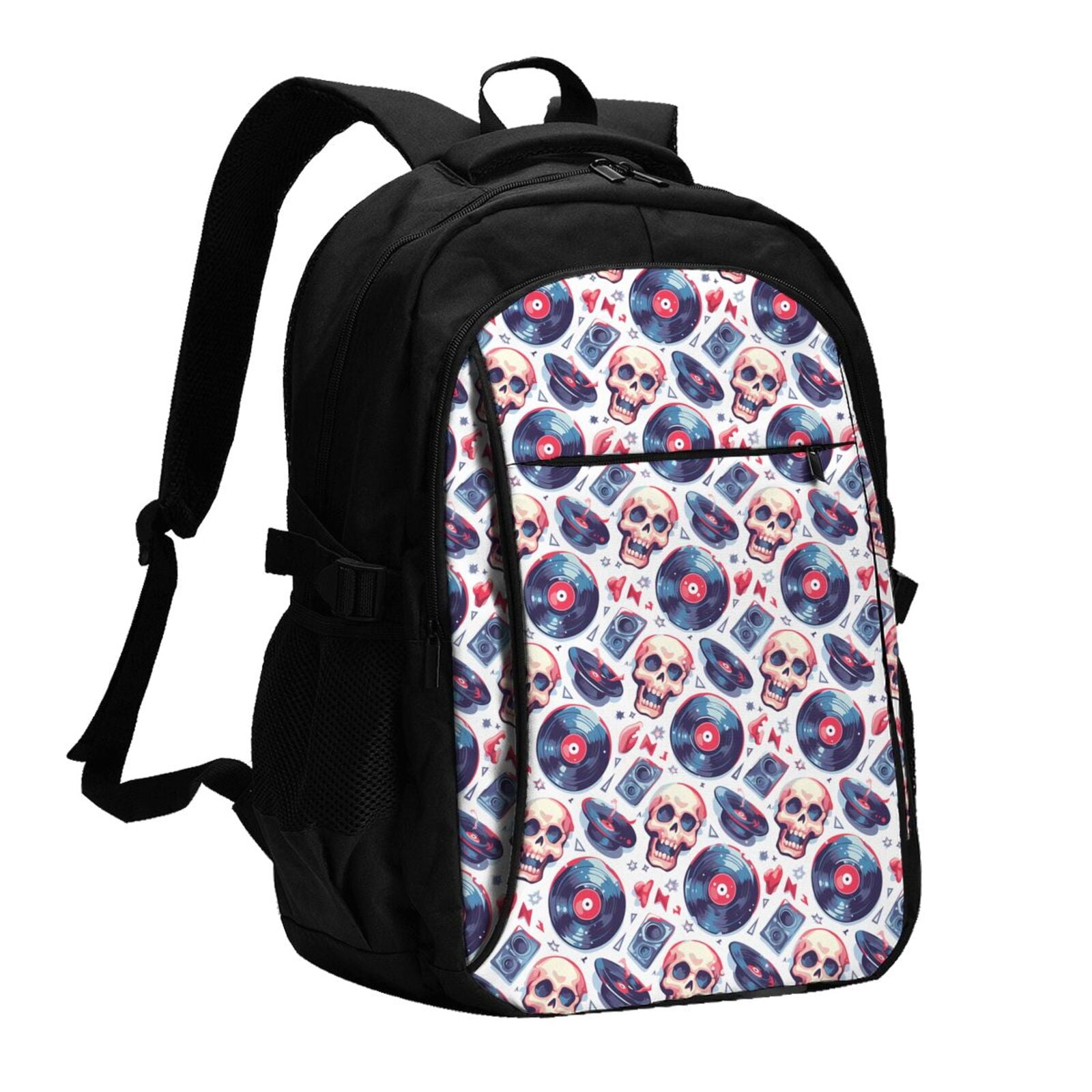 Xecao record rock music Skull for Travel Laptop Backpack, USB-Charging ...