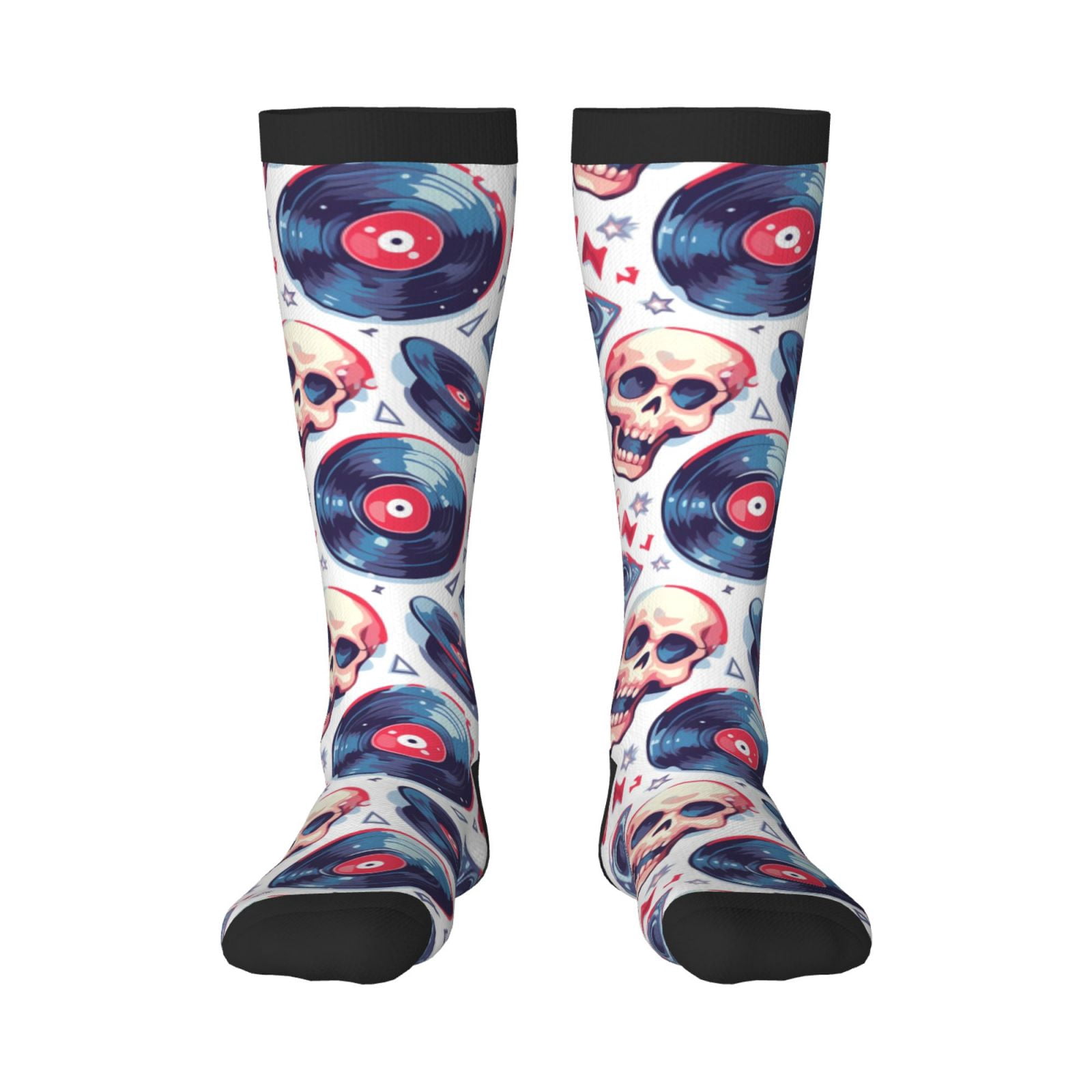Xecao record rock music Skull print thigh-high socks, crafted for both ...