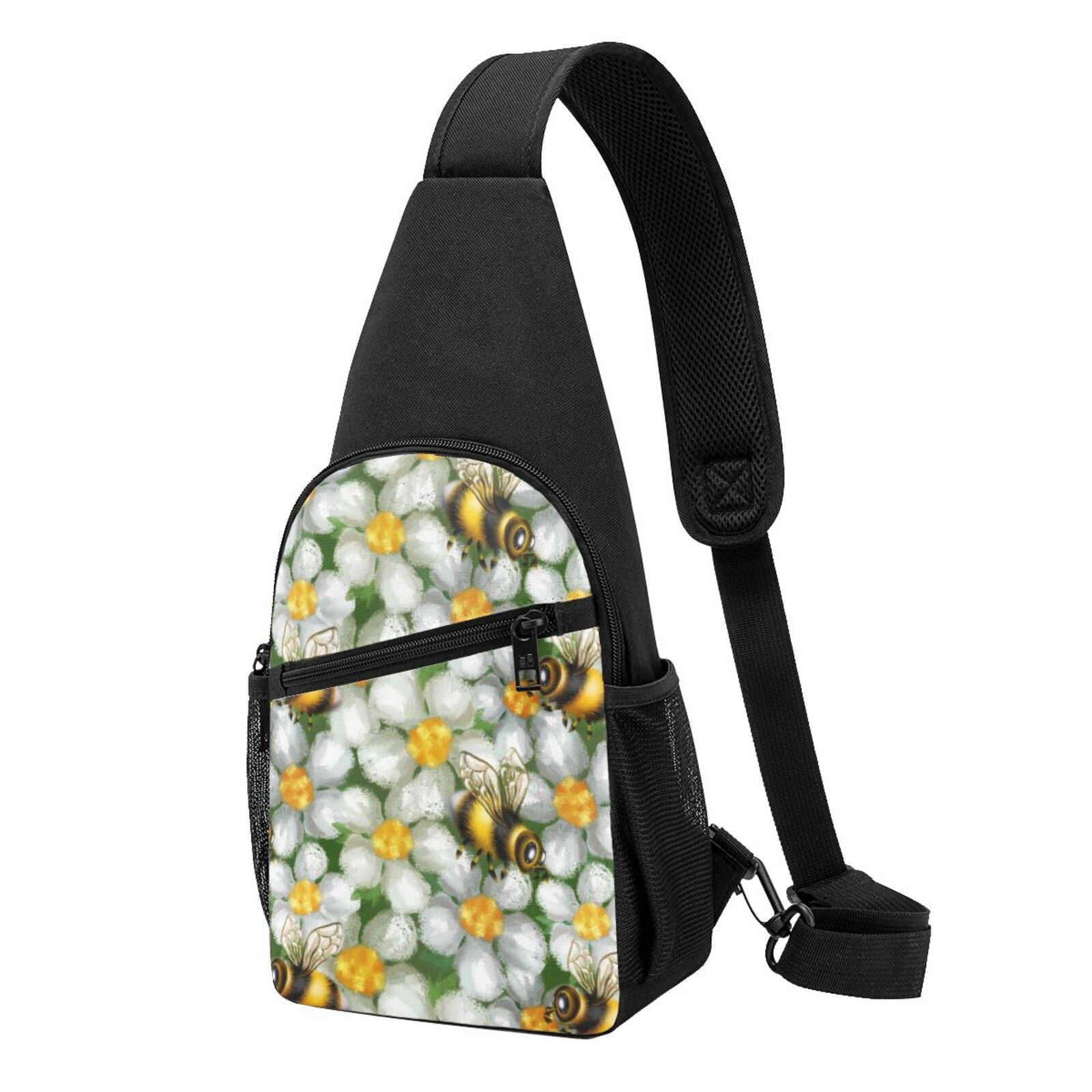 Xecao's Bees and Flower Print Sling Bag: A Versatile Chest, Shoulder ...