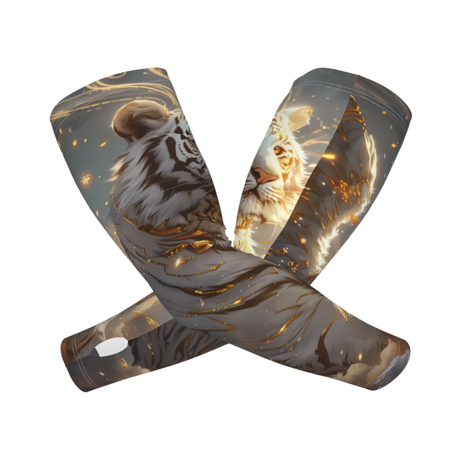 Xecao's Golden White Tiger print Arm Sleeves offer cooling UV ...