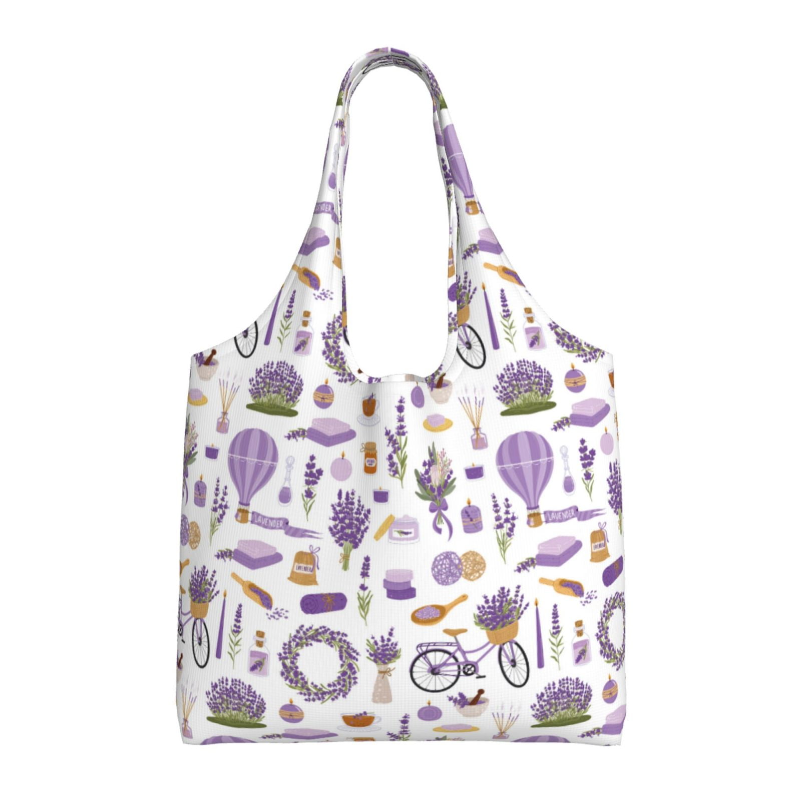 Xecao's Lavender Flowers Canvas Tote Bag is a versatile choice for women, serving as a stylish ...