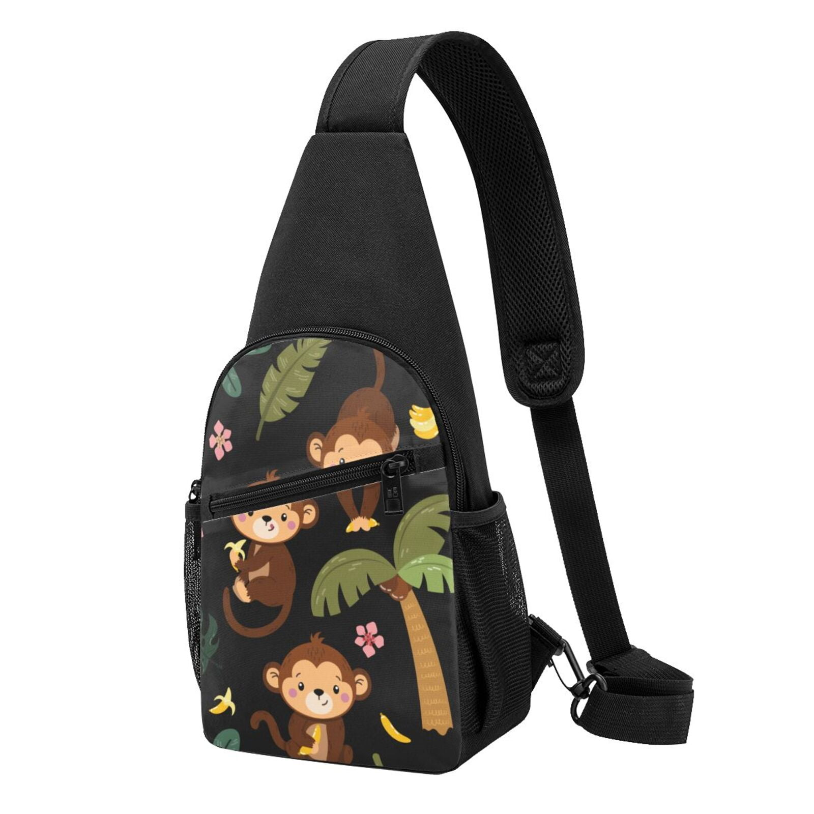 Xecao's Monkeys Swinging from Palms Print Sling Bag: A Versatile Chest ...
