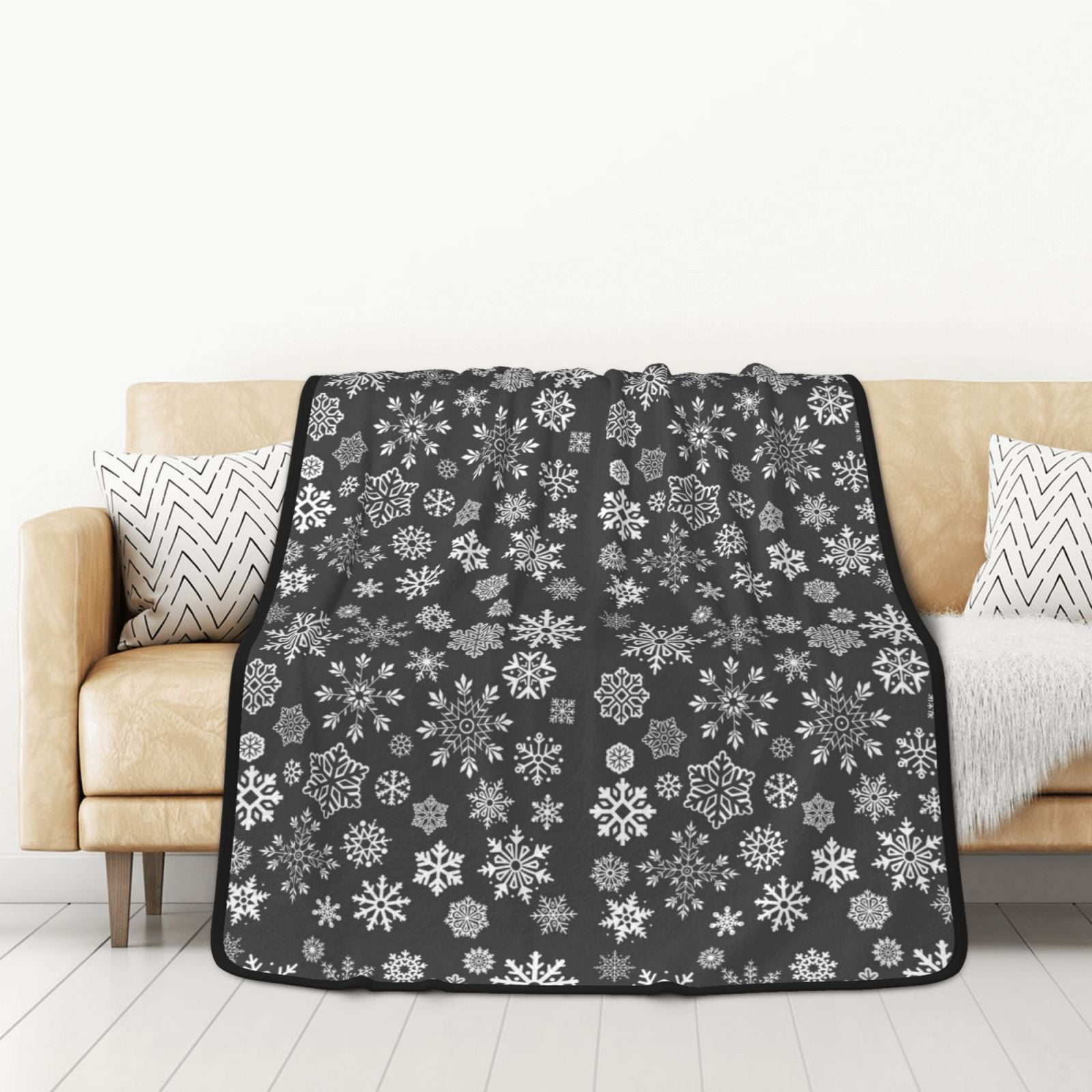 Xecao simple white Snowflake Print Throw Blanket for Couch - Plush ...