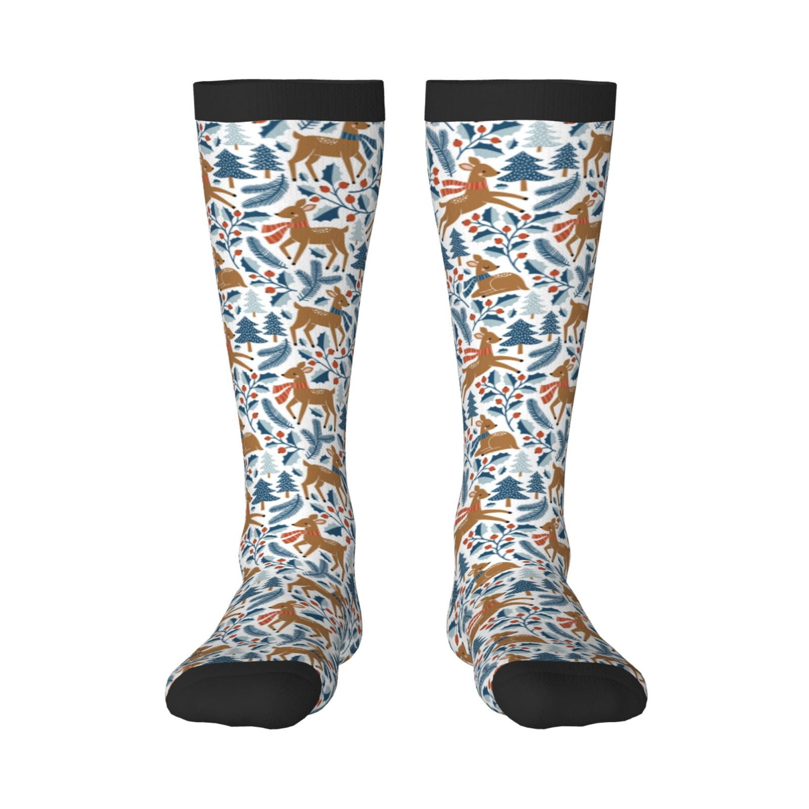 Xecao winter Scarf deer Print Compression Socks for Both Men And Women ...