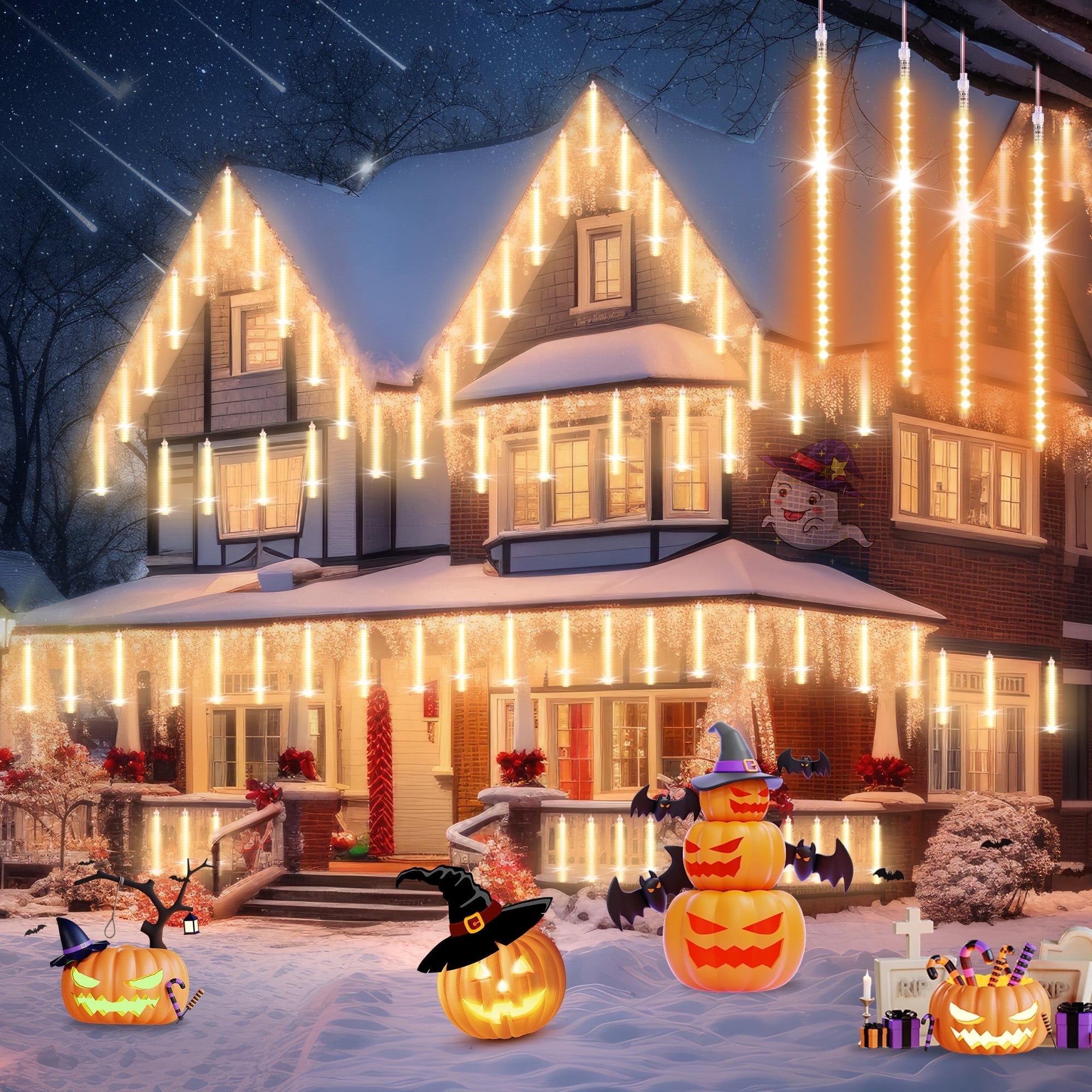 Xecessory Christmas Lights Halloween Light Outdoor, 30cm 8 Tubes 192 ...