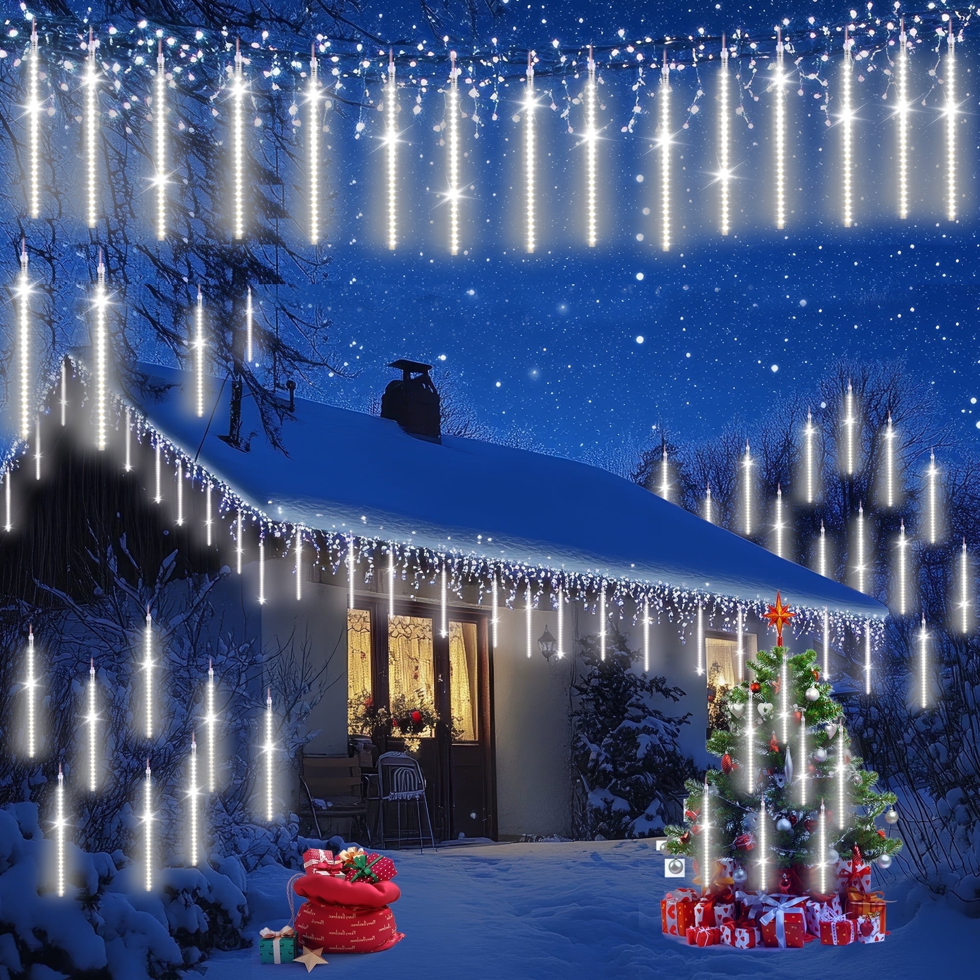 Xecessory Meteor Shower Lights, 30cm 8 Tubes 192 LED Christmas Lights ...