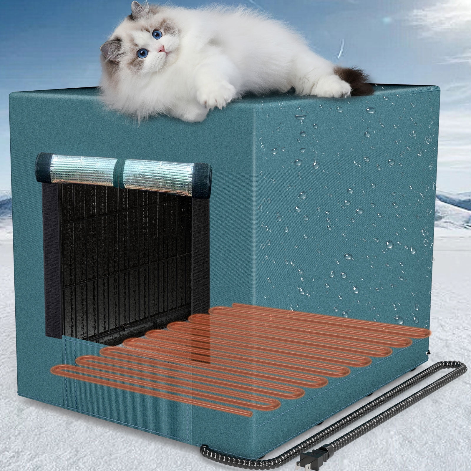 Xecessory Large Heated Cat House for Outdoor Cats in Winter, Waterproof ...