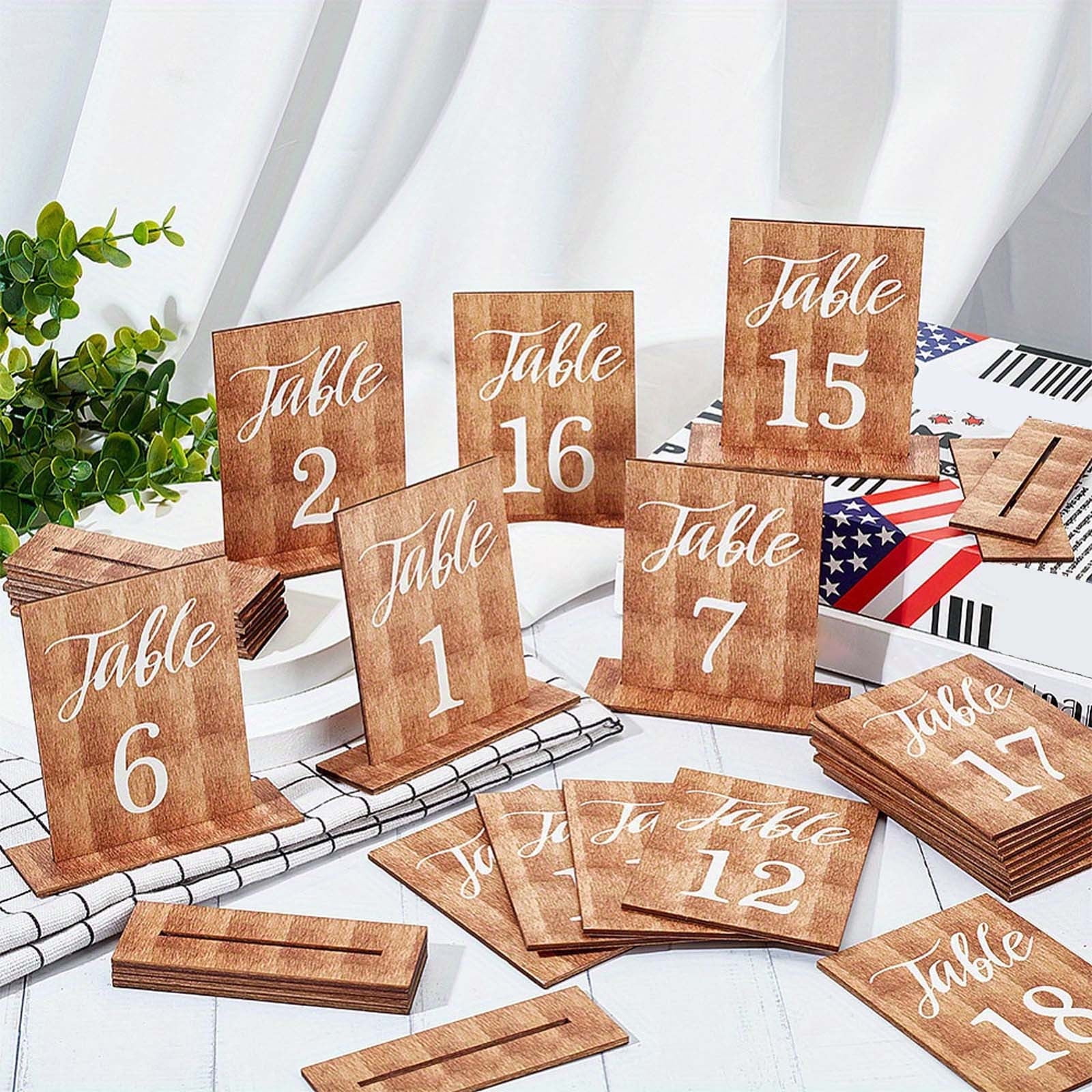 Xecvkr 20 Piece Wooden Table Number Plates for Wedding Reception ...
