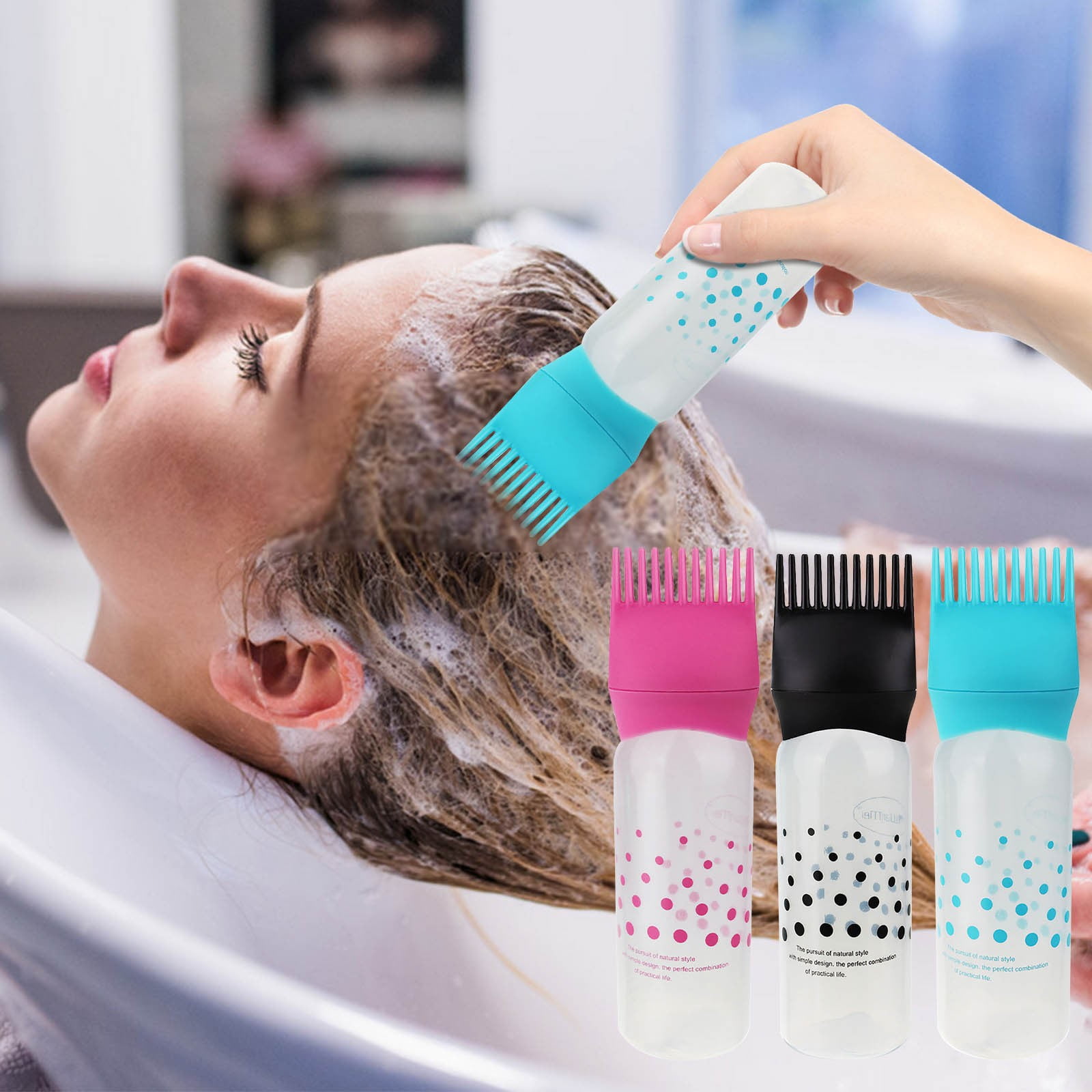 Xecvkr 3-Piece Pe Material Hair Color Bottle Applicator Brush Set with ...