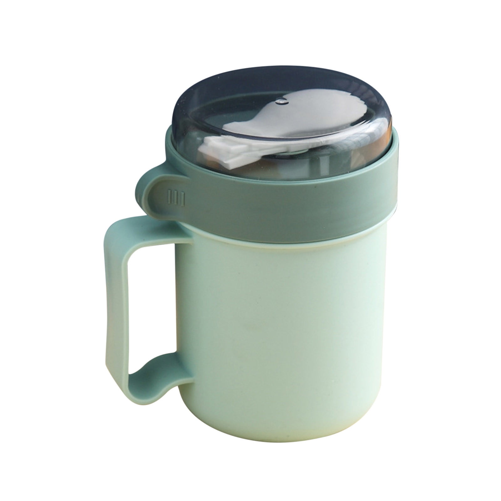 Xecvkr 500ml Plastic Breakfast Cup with Lid and Spoon Portable Cereal ...