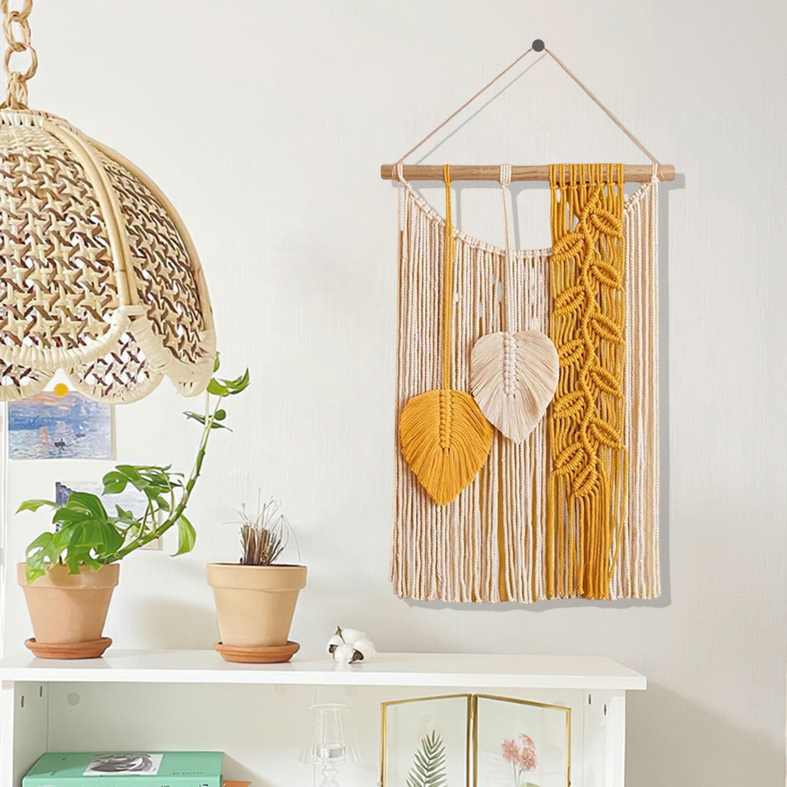 Xecvkr Bohemian Woven Wall Hanging Tapestry Cotton Lace Fringe Living ...