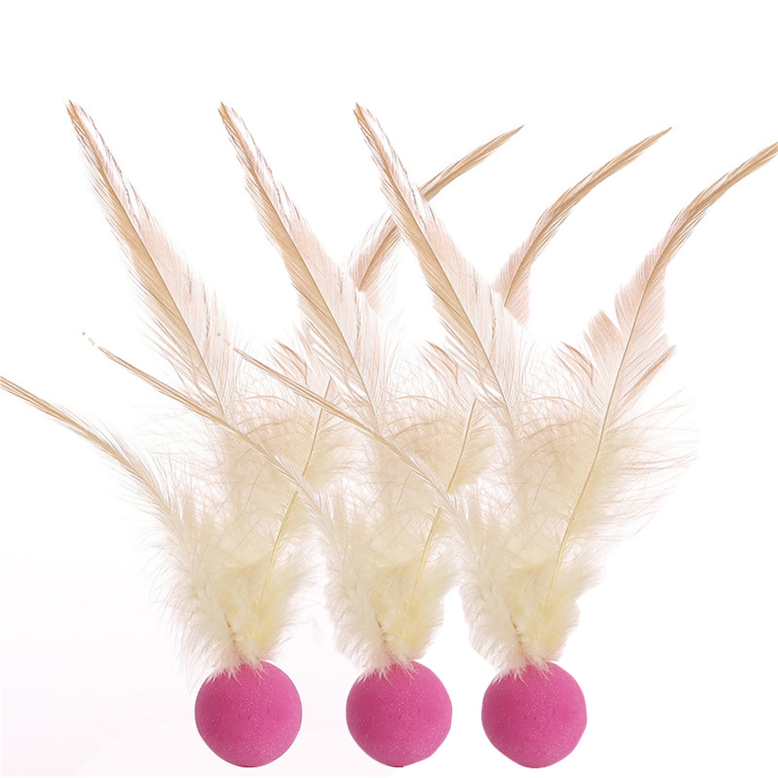 Xecvkr Cat Bouncy Toys 3 Pack Elastic Rubber Feather Balls Interactive ...