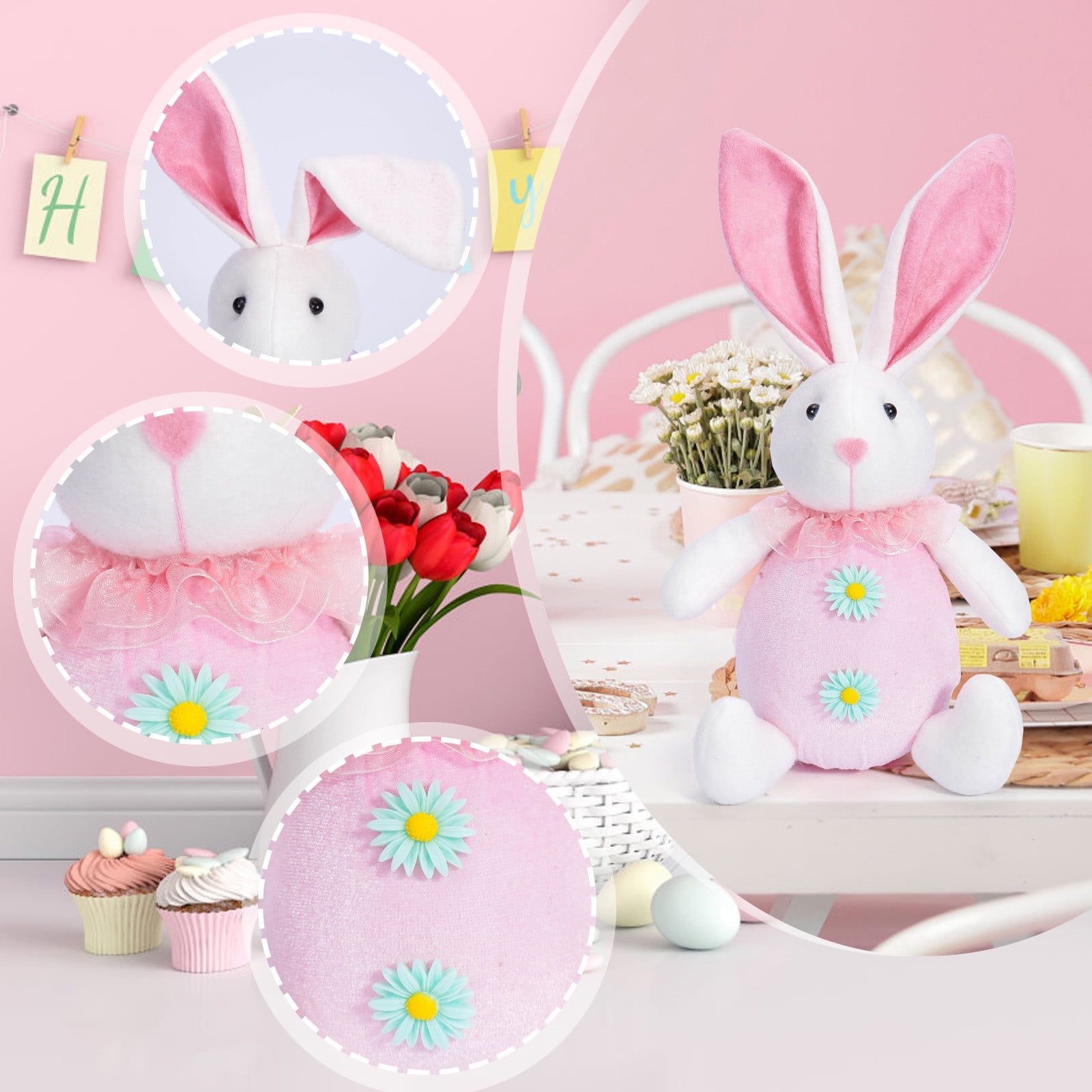 Xecvkr Easter Furry Faceless Bunny Gnome Doll Glowing LED Kids Handmade ...