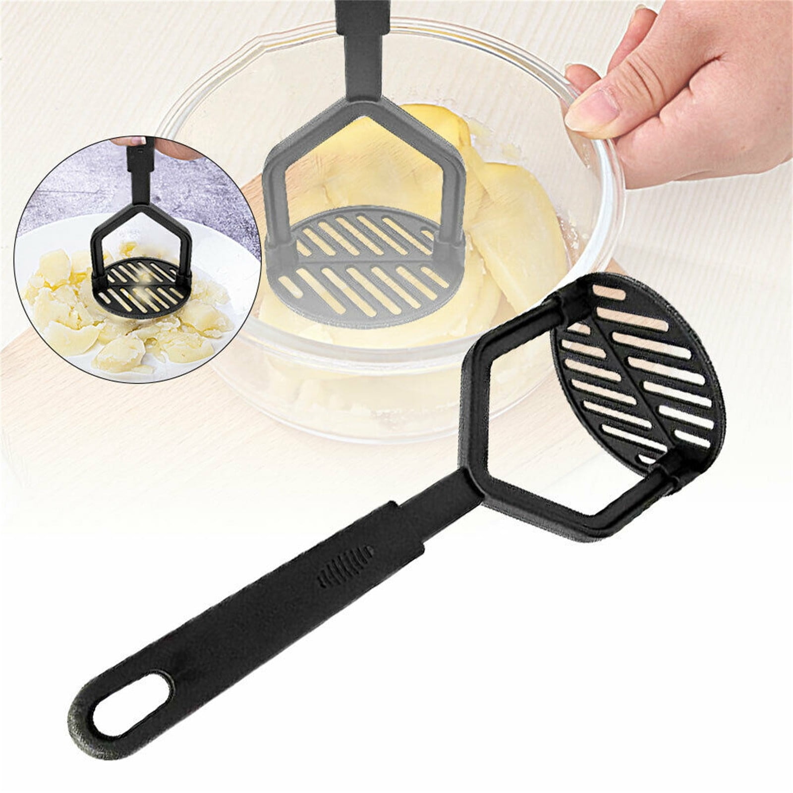 Xecvkr Egg Beater Nylon Potato Masher Heat Resistant Non-Stick Grip ...