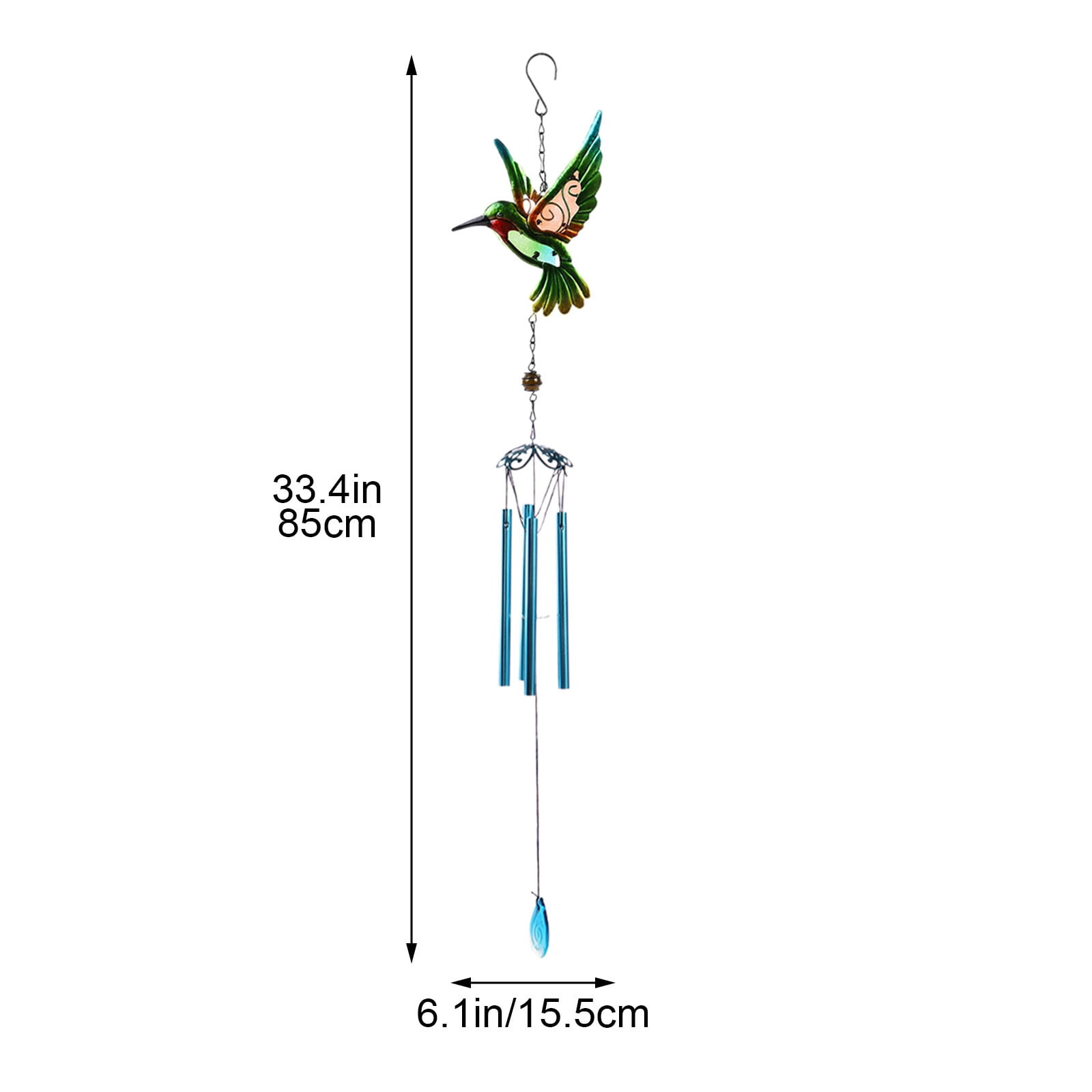 Xecvkr Elegant and Calming Outdoor Metal Hummingbird Wind Chime with ...