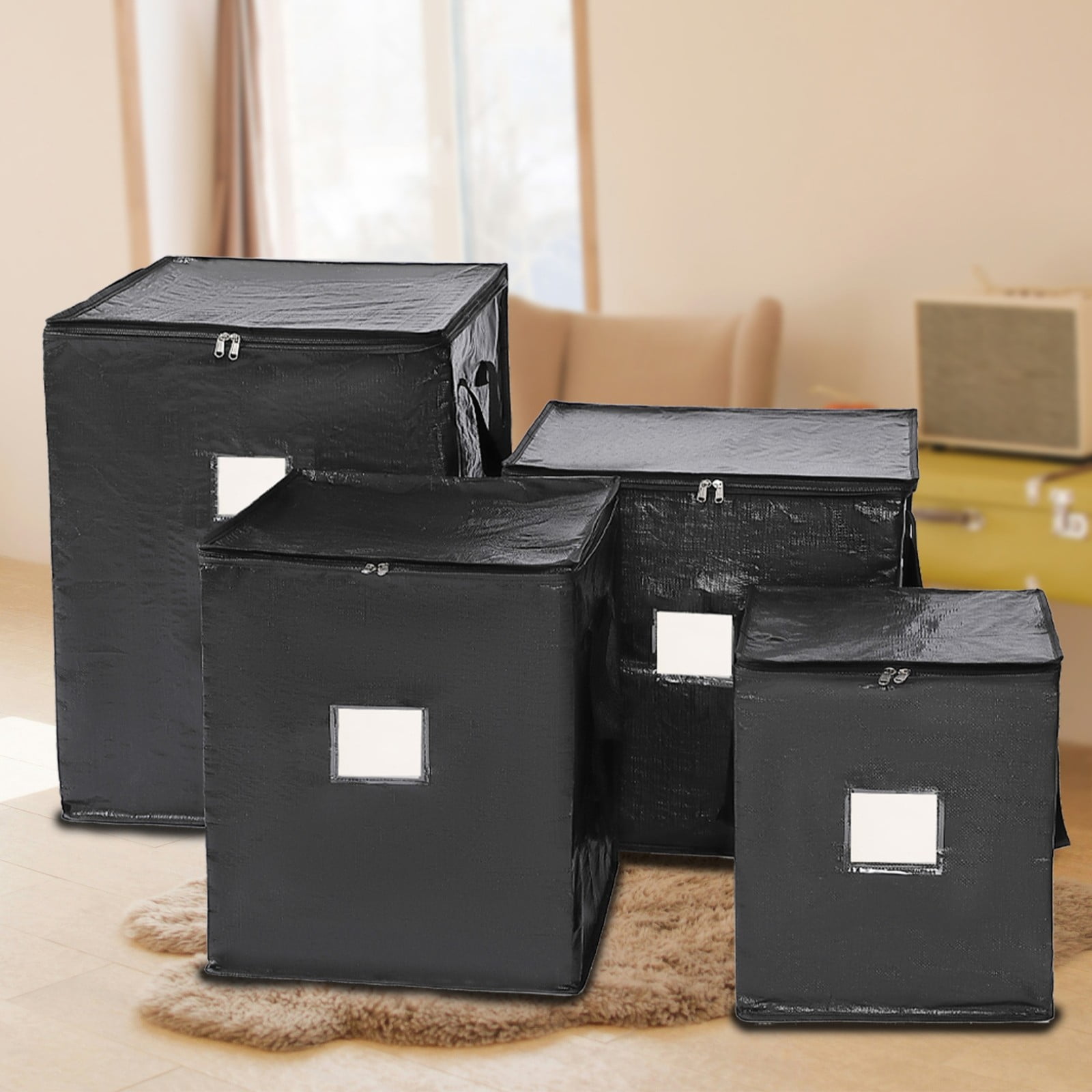 Xecvkr Extra Large Foldable Zipper Organizer Bags in Non-Woven Fabric ...