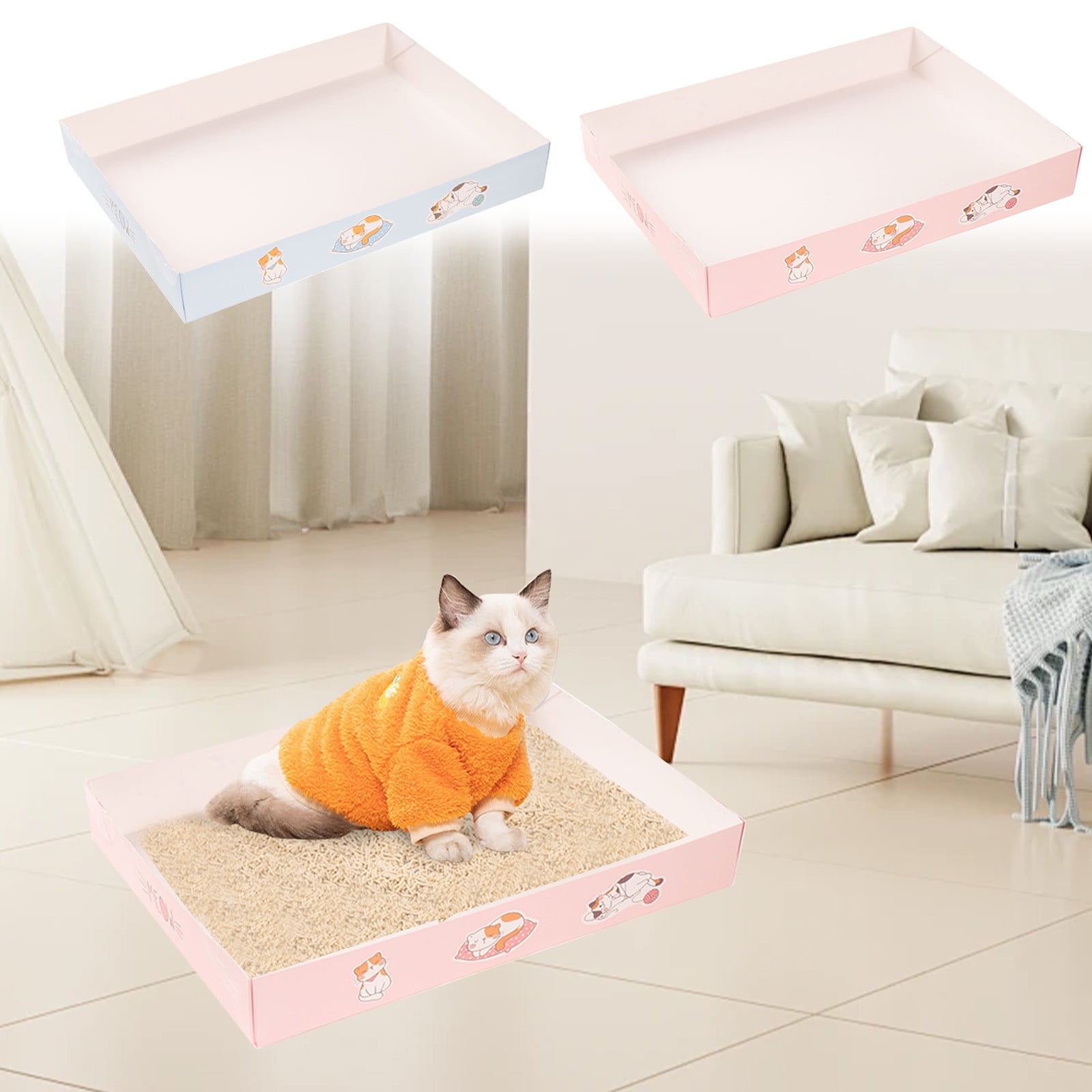 Xecvkr Five Portable & Large Capacity Disposable Cat Litter Boxes ...