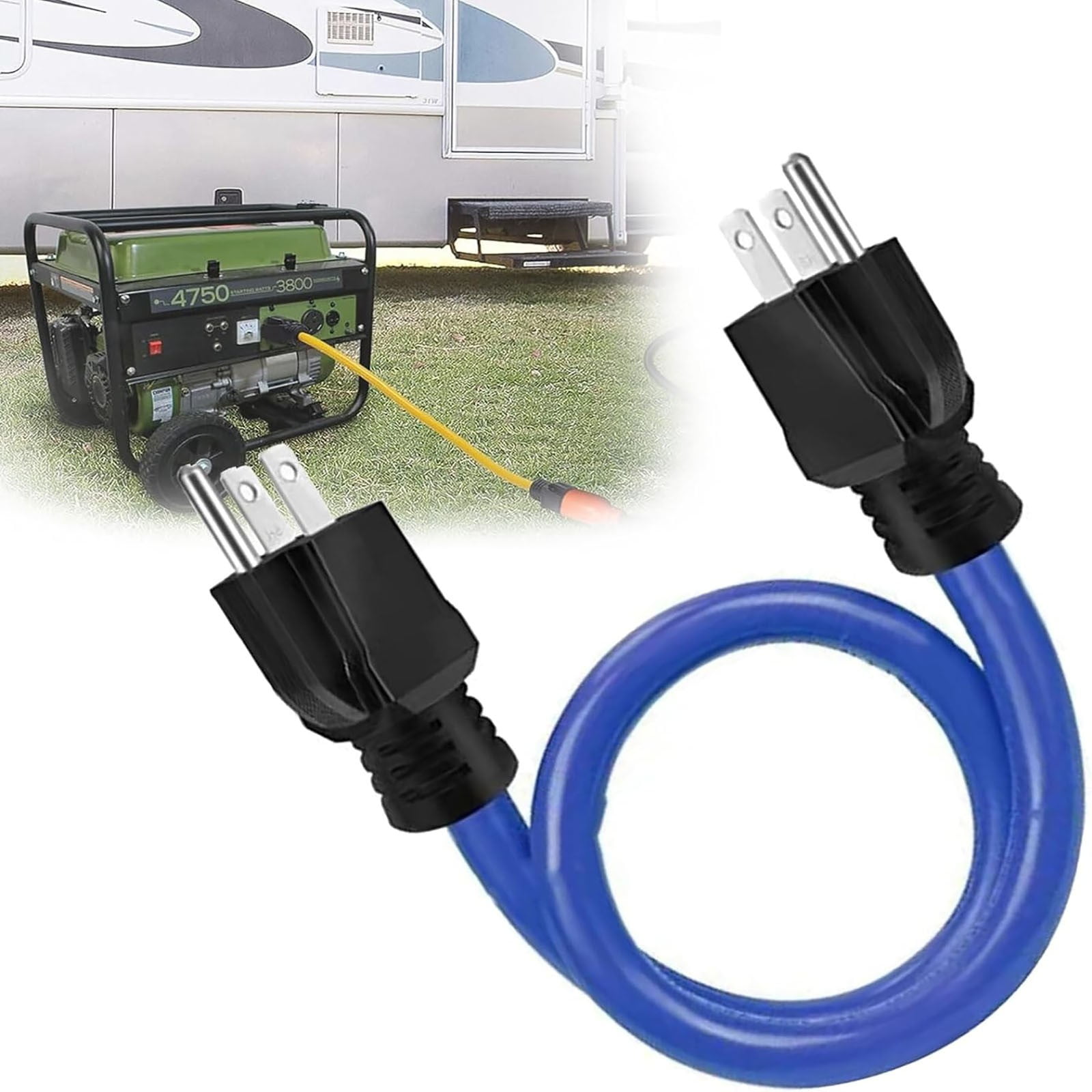 Xecvkr High Visibility Blue RV-ready 3-Prong Power Cord with Excellent ...
