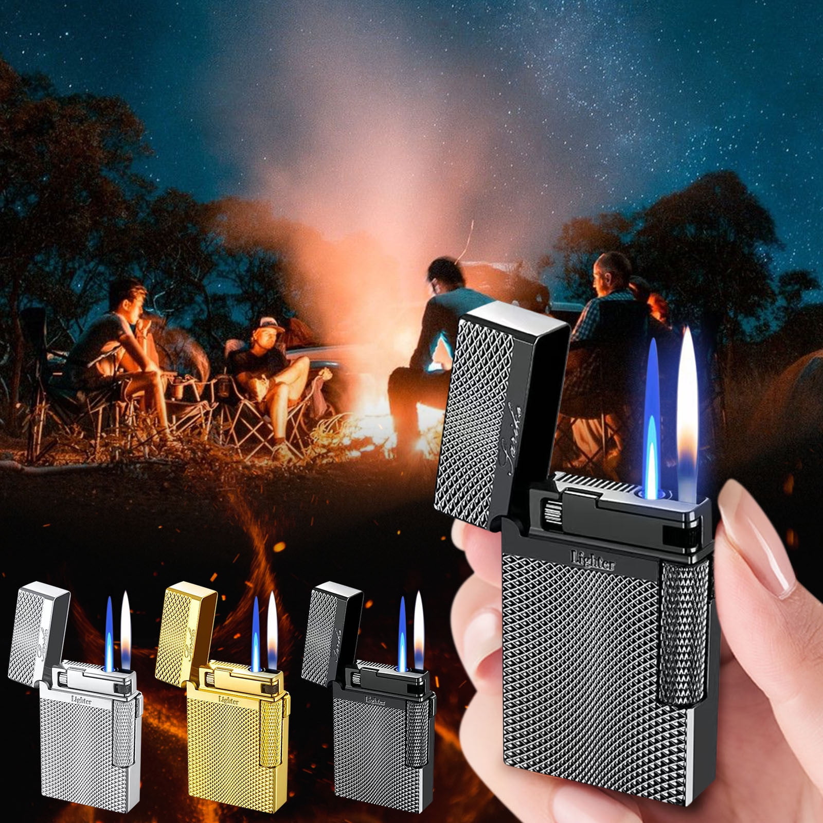 Xecvkr Inclined Soft Flame Alloy Lighter - Portable, Rechargeable with ...