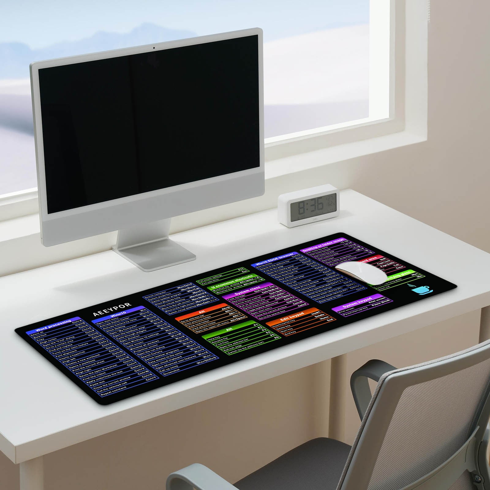 Xecvkr Keyboard Mouse Pad English Shortcut Keys Extra Large Office Desk ...