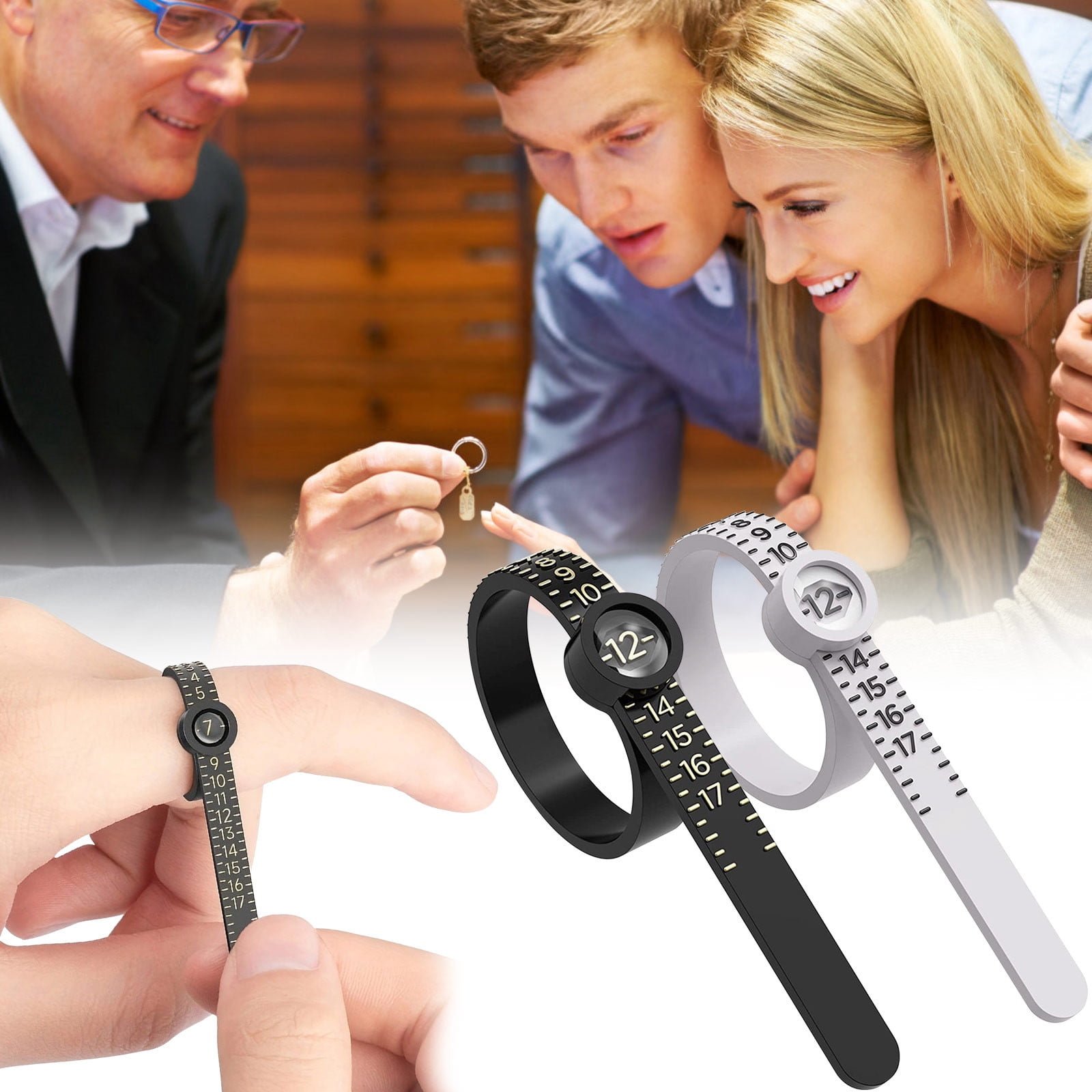 Xecvkr Reusable Finger Measurement Tape with Magnified Glass, A ...
