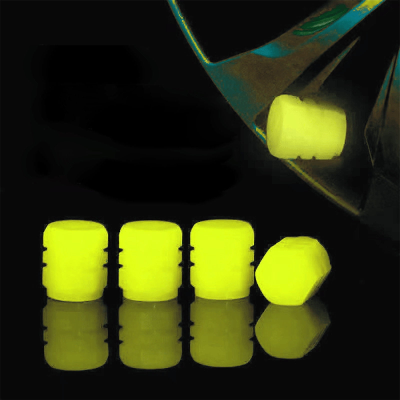 Xecvkr Set of 4 Universal Fluorescent ABS Tire Caps, Enhance Nighttime ...