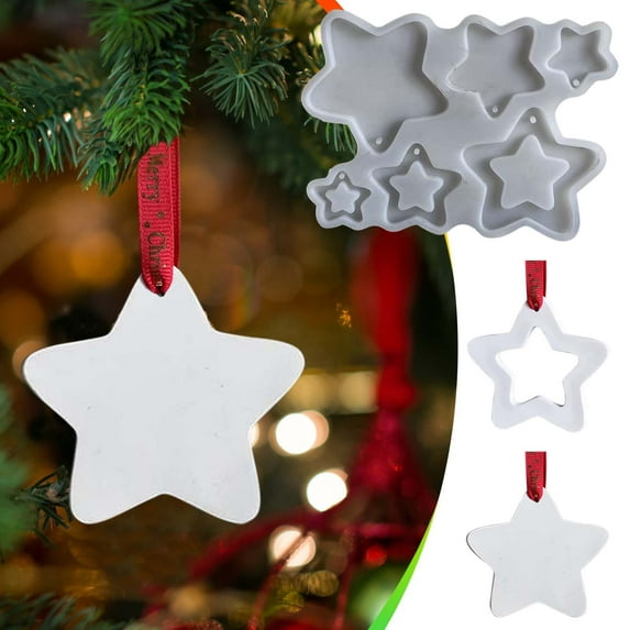 Xecvkr Silicone Star Ornament Hanging Mold DIY Plaster Candle Christmas ...