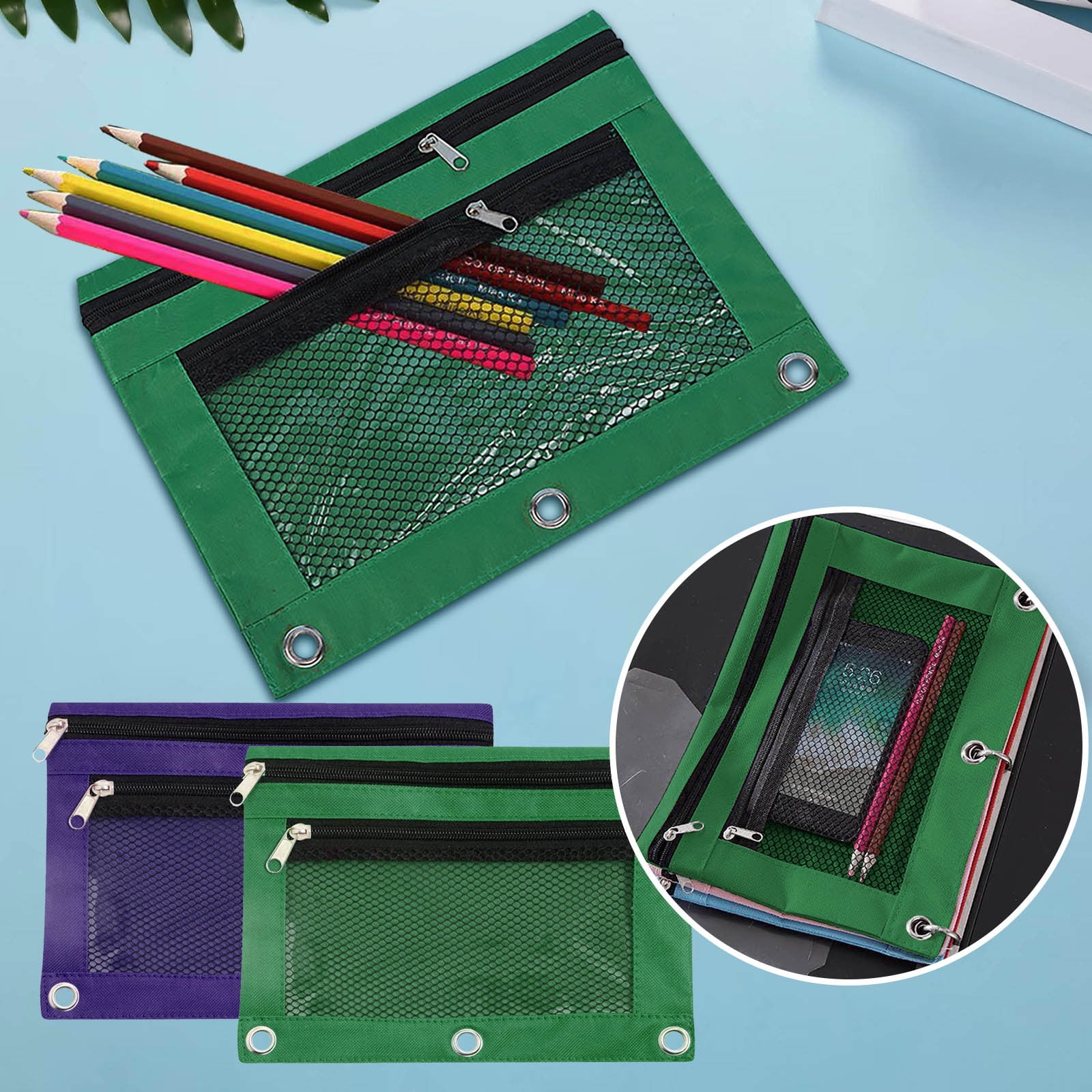 Xecvkr Three- Ring Binder Compatible Oxford Cloth Pencil Pouch with ...