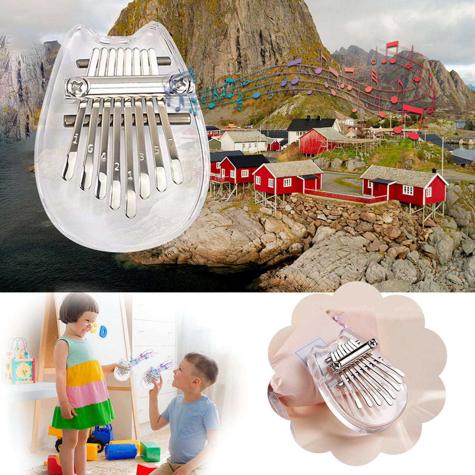 Xecvkr Transparent Cats 8-Tone Mini Thumb Piano, A Real Musical ...