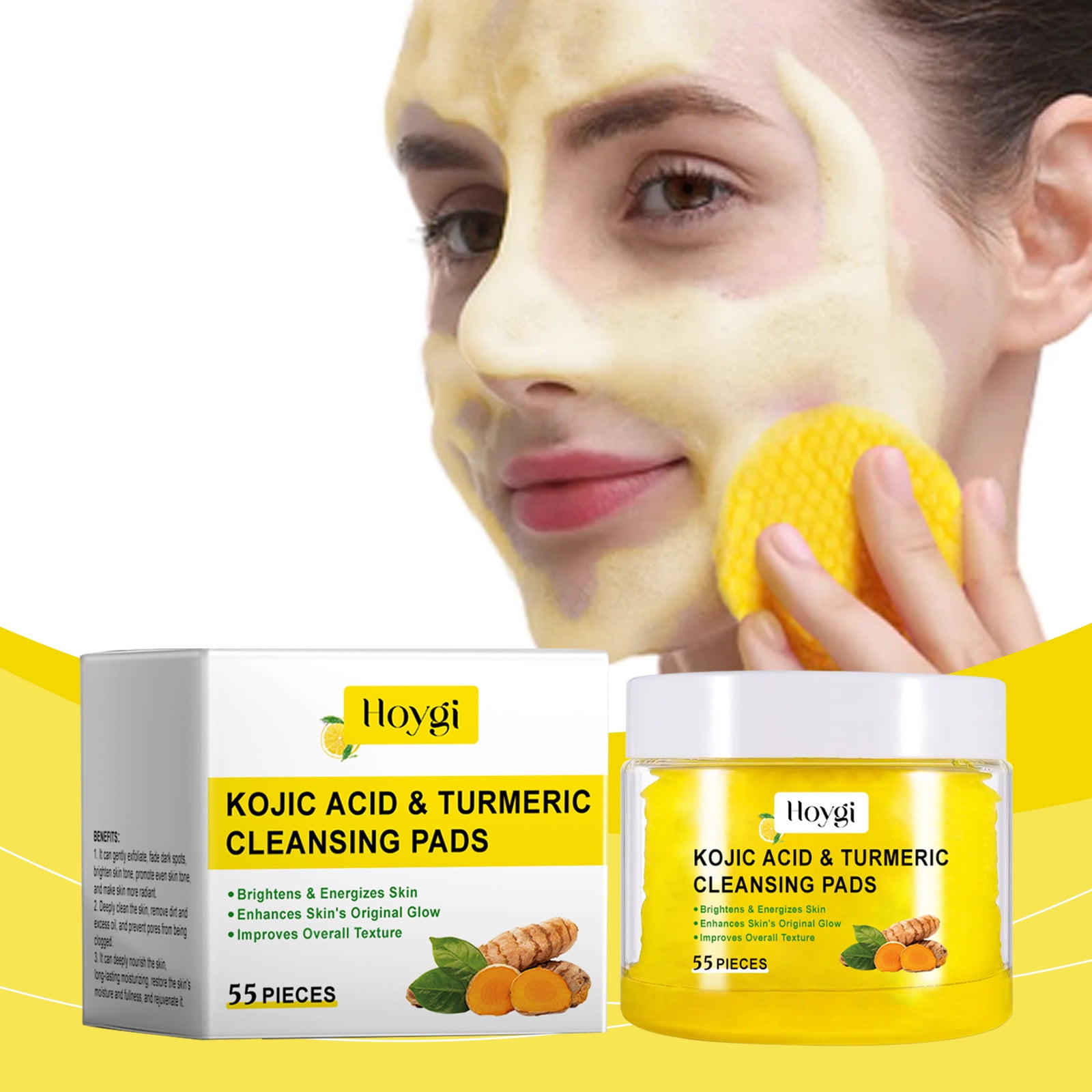 Xecvkr Turmeric Brightening Cleansing & Exfoliating Pads (55 Pcs ...