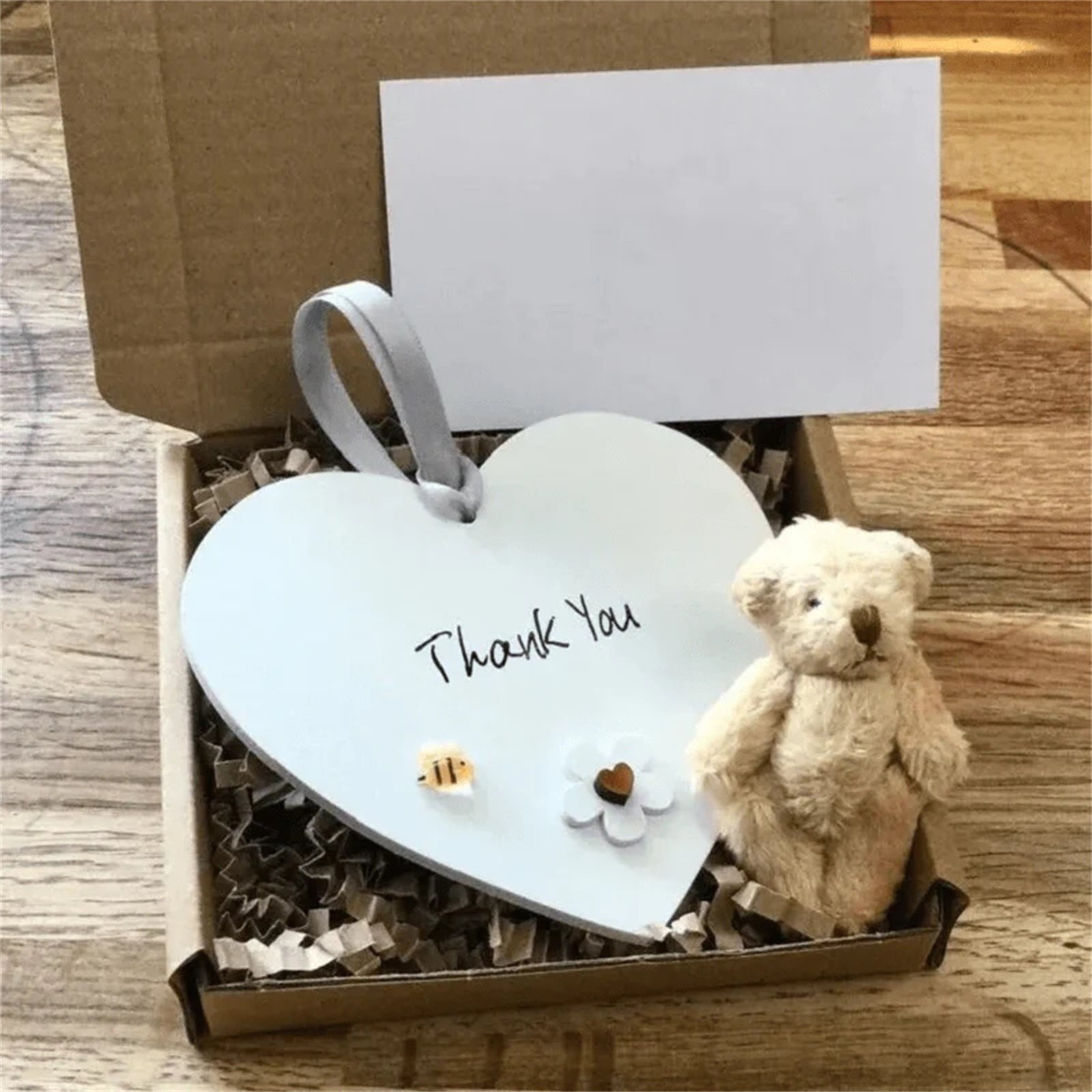 Xecvkr Wooden Heart Pocket Teddy Bear Cuddle Handcrafted Sentiment Gift ...
