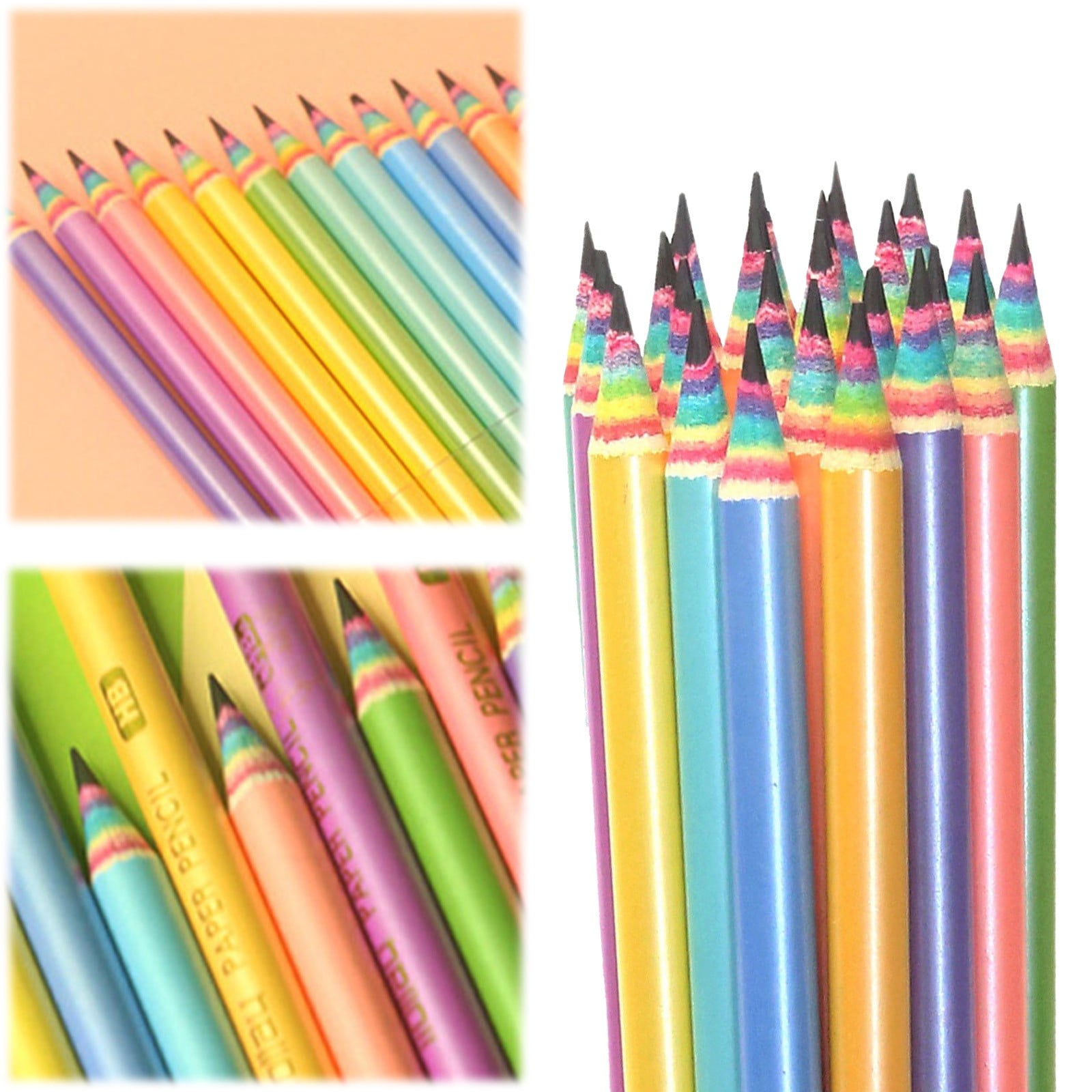 Xeede 12Pcs Rainbow Pencil, Sketch Pencils, Colored Pencils for Adult ...