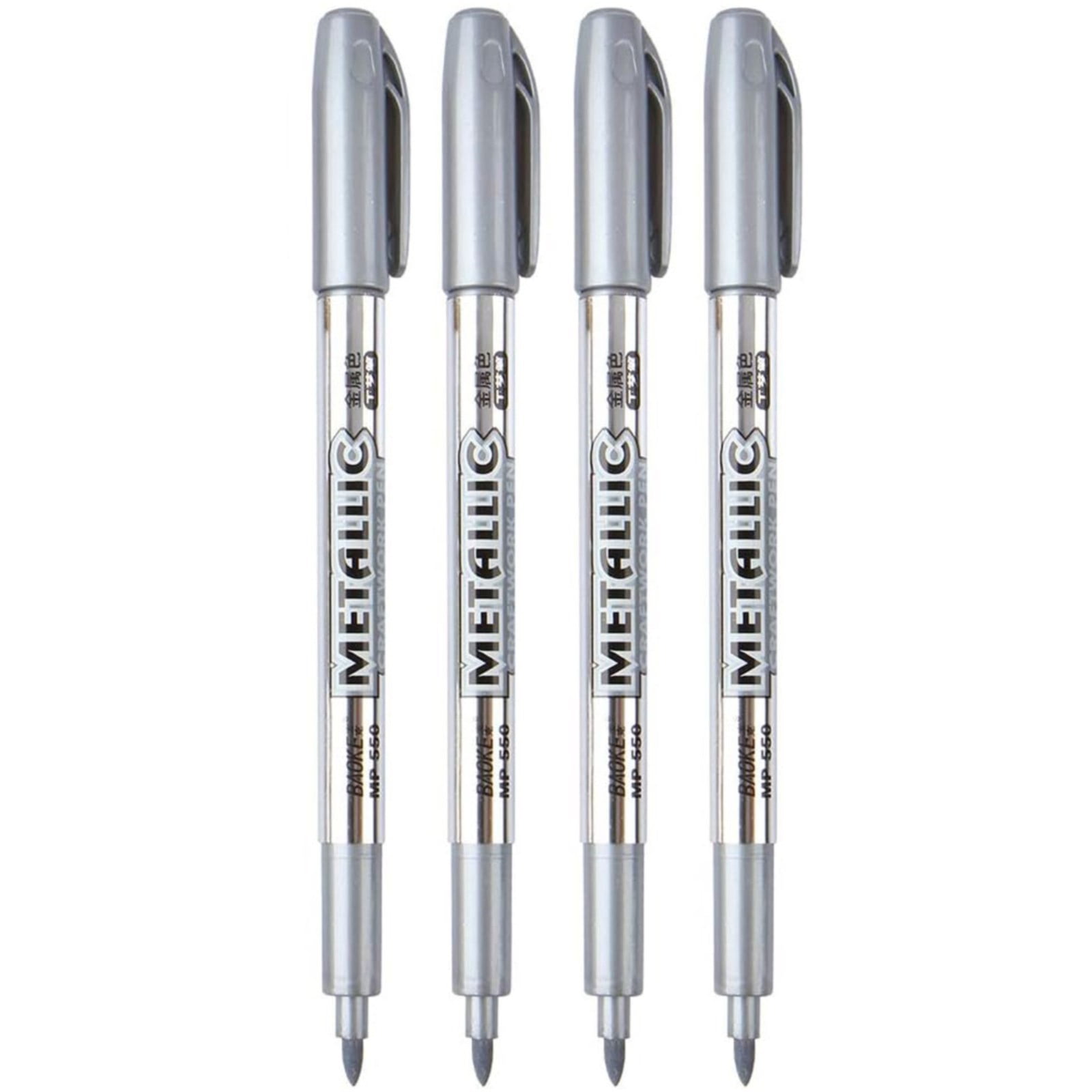 Xeede 4 Pcs Metallic Sharpie Markers, Silver Paint Pens, Silver Sharpie ...
