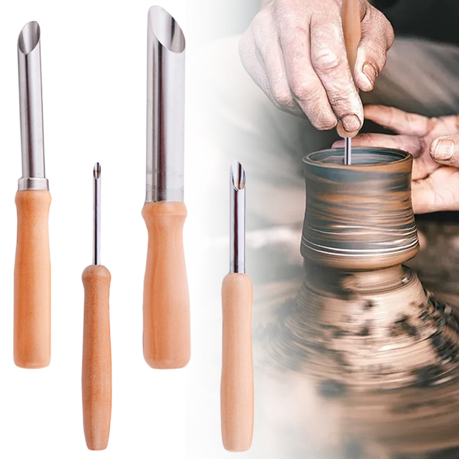 Xeede 4 Pcs Straw Puncher for Plastic Lids Lemonade, Wooden Handle ...