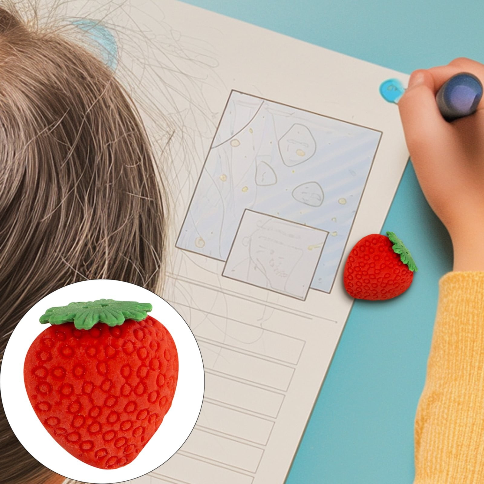 Xeede Strawberry Erasers, Fruit Erasers, Cute Erasers, Fun Pencil ...