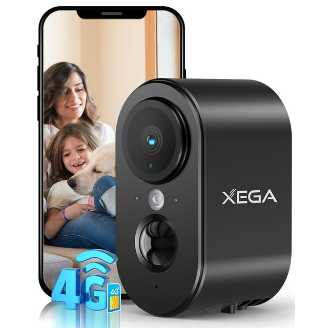 Xega 4G Cellular Security Camera with SIM Card, 2K No Wi-Fi LTE Cameras ...