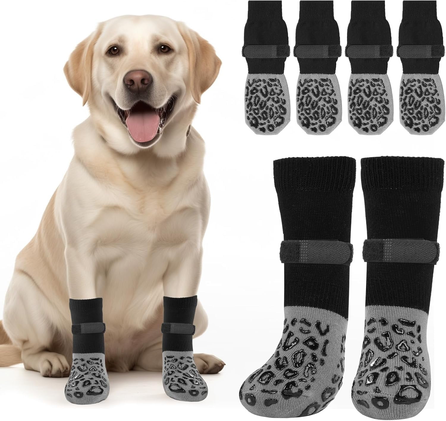 Xekoro 2Pairs Anti-Slip Dog Socks, Pet Socks with Grippers Prevent from ...