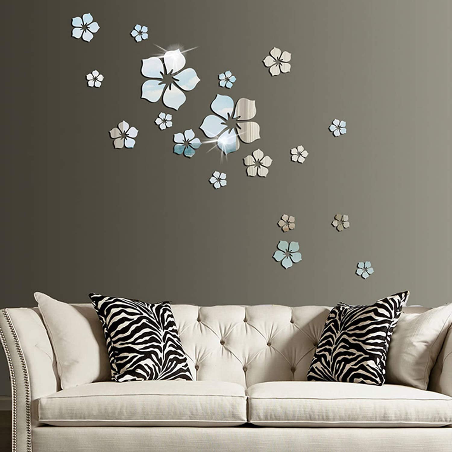 TureClos Wall Sticker 3D Flower Acrylic Mirror Decal Bath Home Decor ...