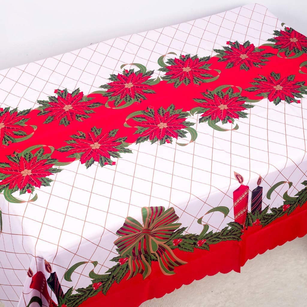 Xelparuc Christmas Tablecloth - Christmas Scroll Printed Fabric Water ...