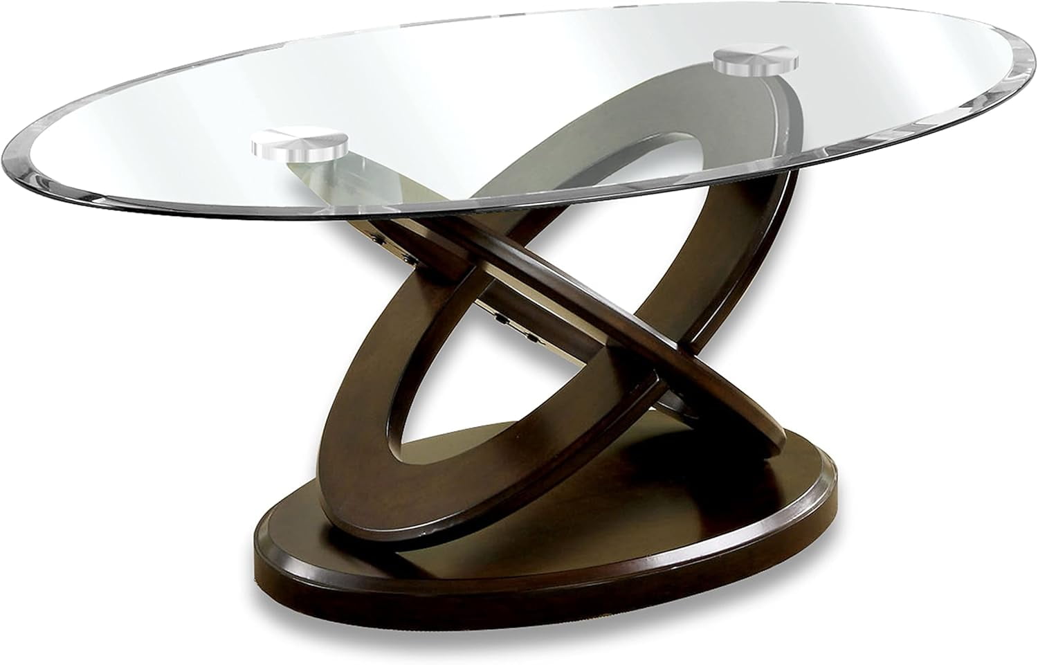 Xenda Modern Oval Glass Top Table with X-Shaped Base for Living Room ...