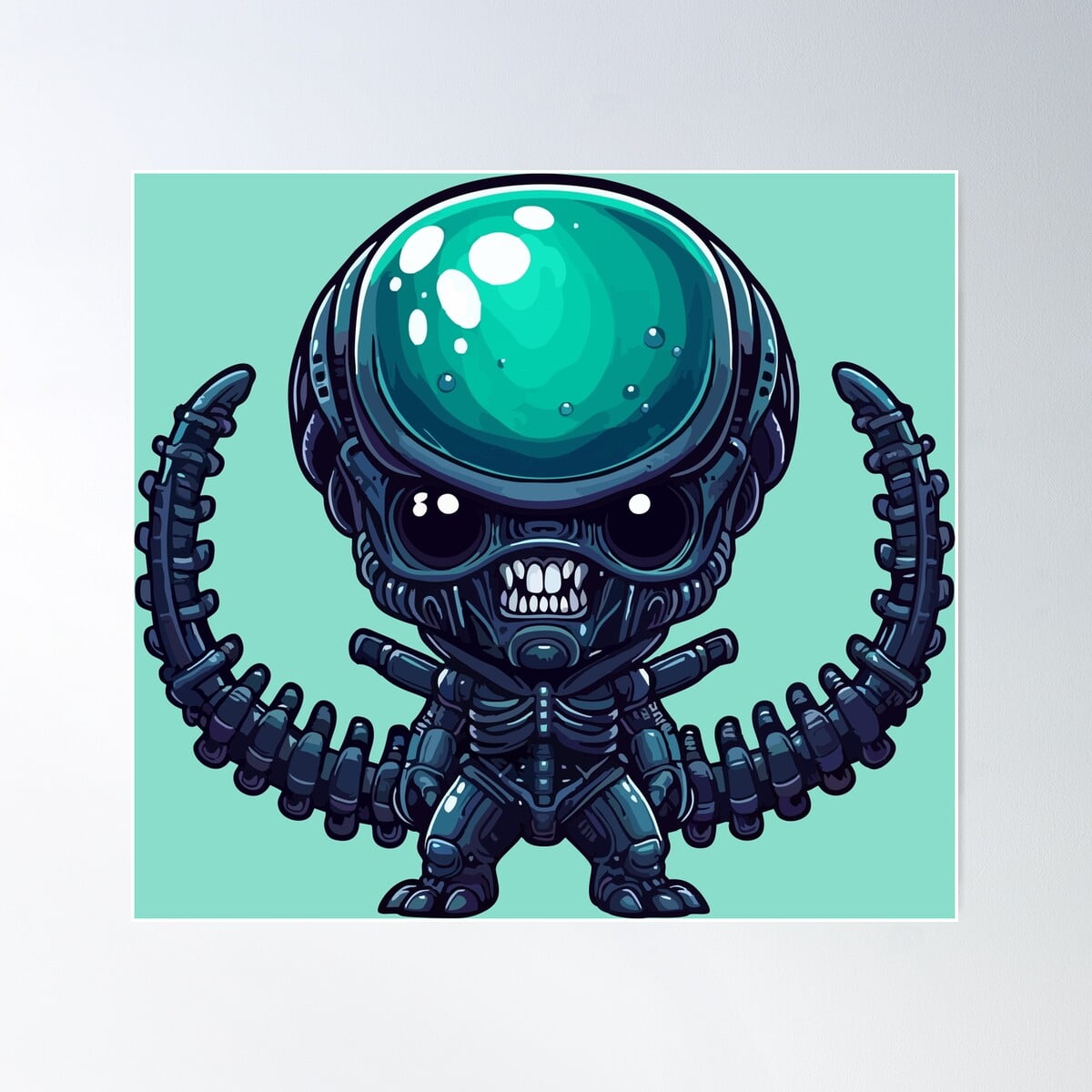 Xenomorph Alien Chibi Kawaii Poster Wall Art, Modern Wall Decor For ...