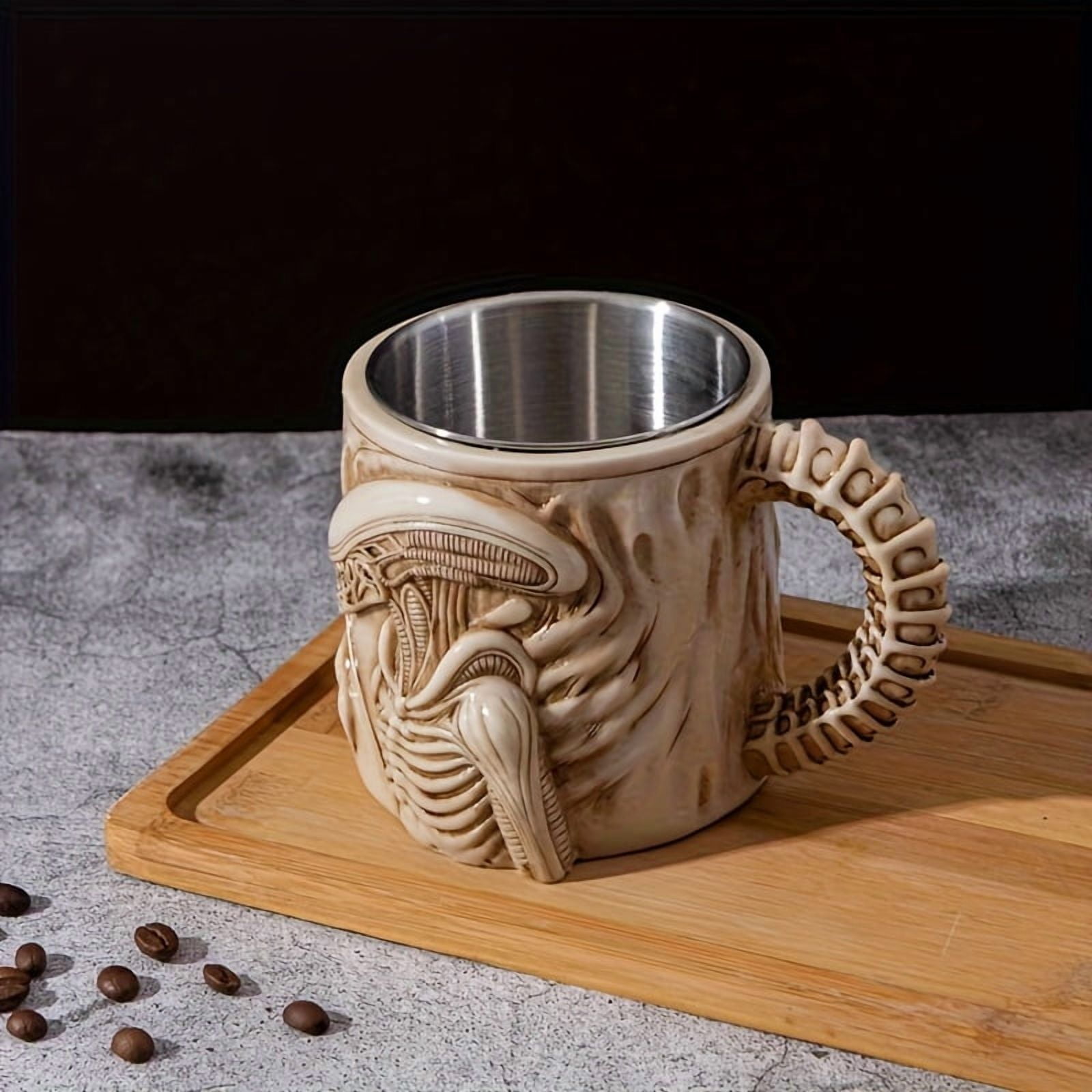 Xenomorph Coffee Mug - 3D Embossed Sci-Fi Horror Stainless Steel Cup ...