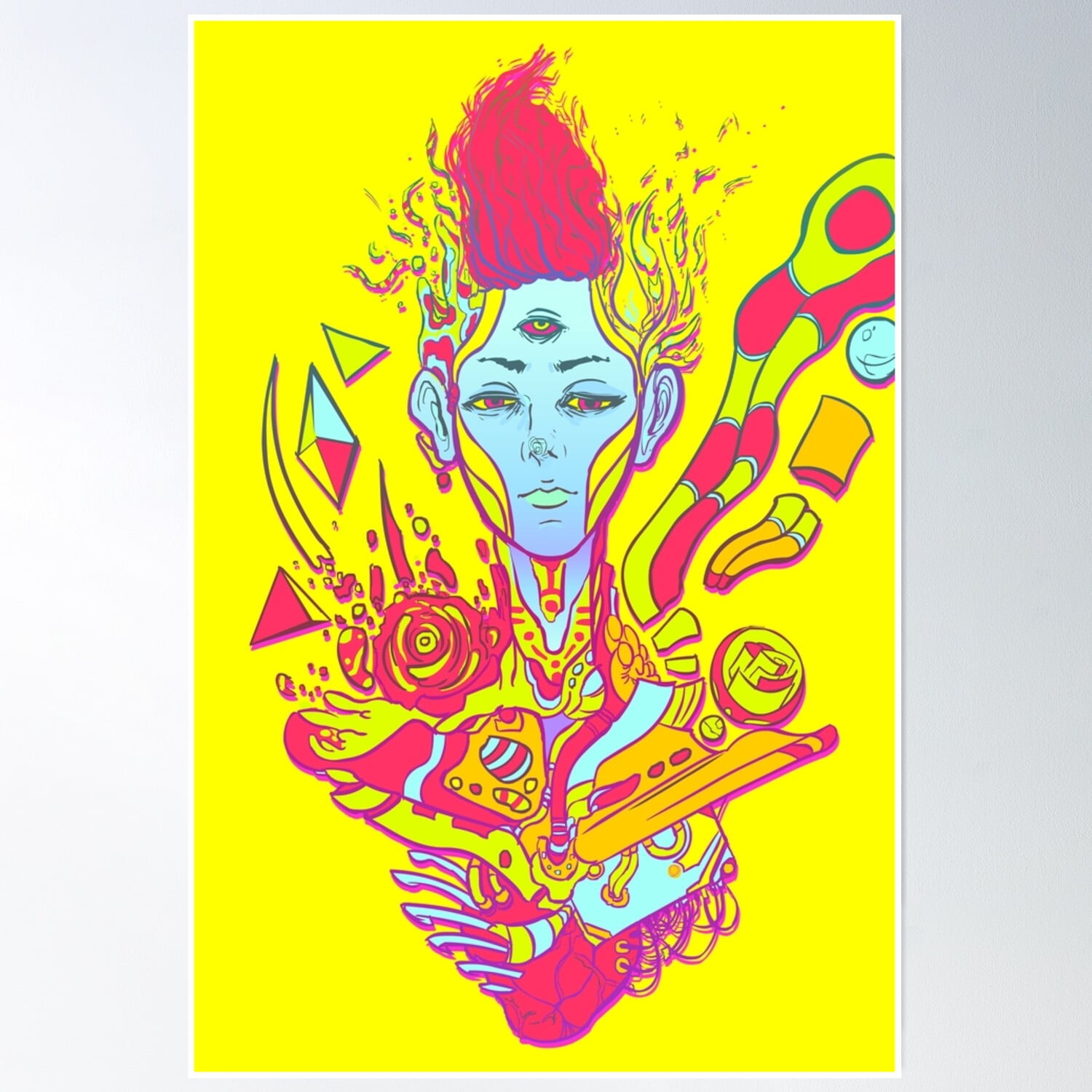 Xenon Moebius Style In Yellow Poster Wall Art, Modern Wall Decor, 8x12 ...