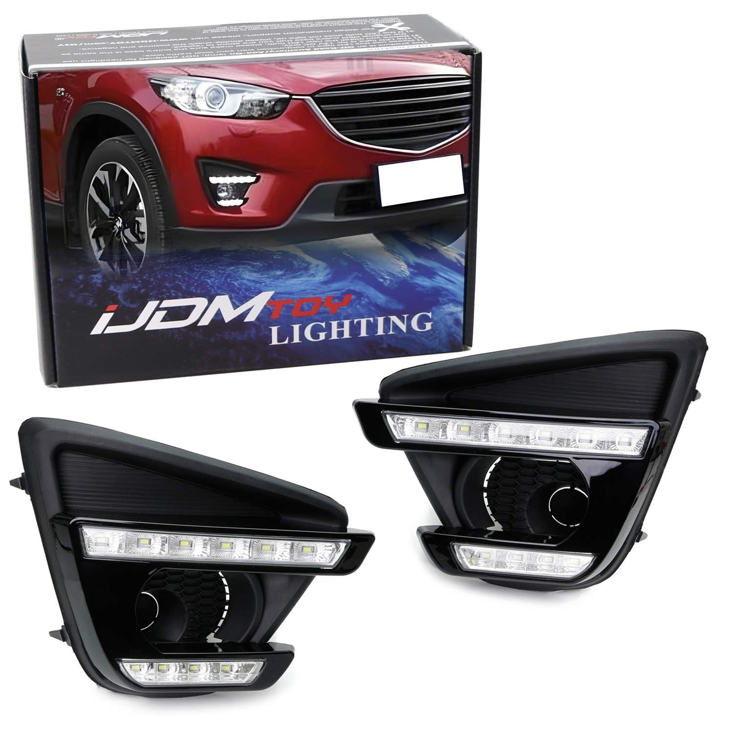 Xenon White LED Daytime Running Light/Fog Lamps For 13-16 Mazda CX-5, Direct Double-Row Facelift ...