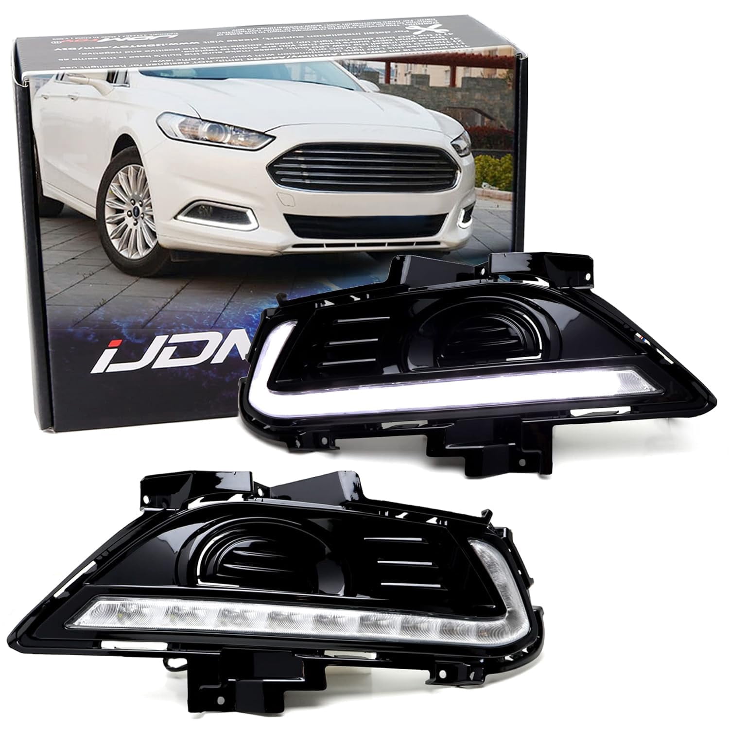 Xenon White LED Daytime Running Light Fog Lamps For Ford 2013-16 Fusion ...