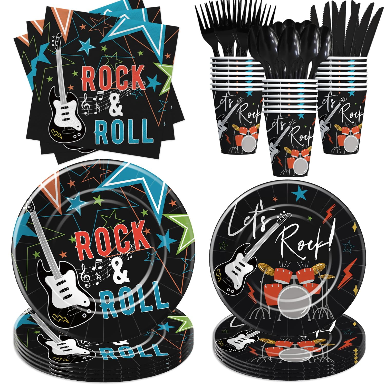 Xenorik Rock And Roll Party Decorations Tableware - Rockstar Guitar ...