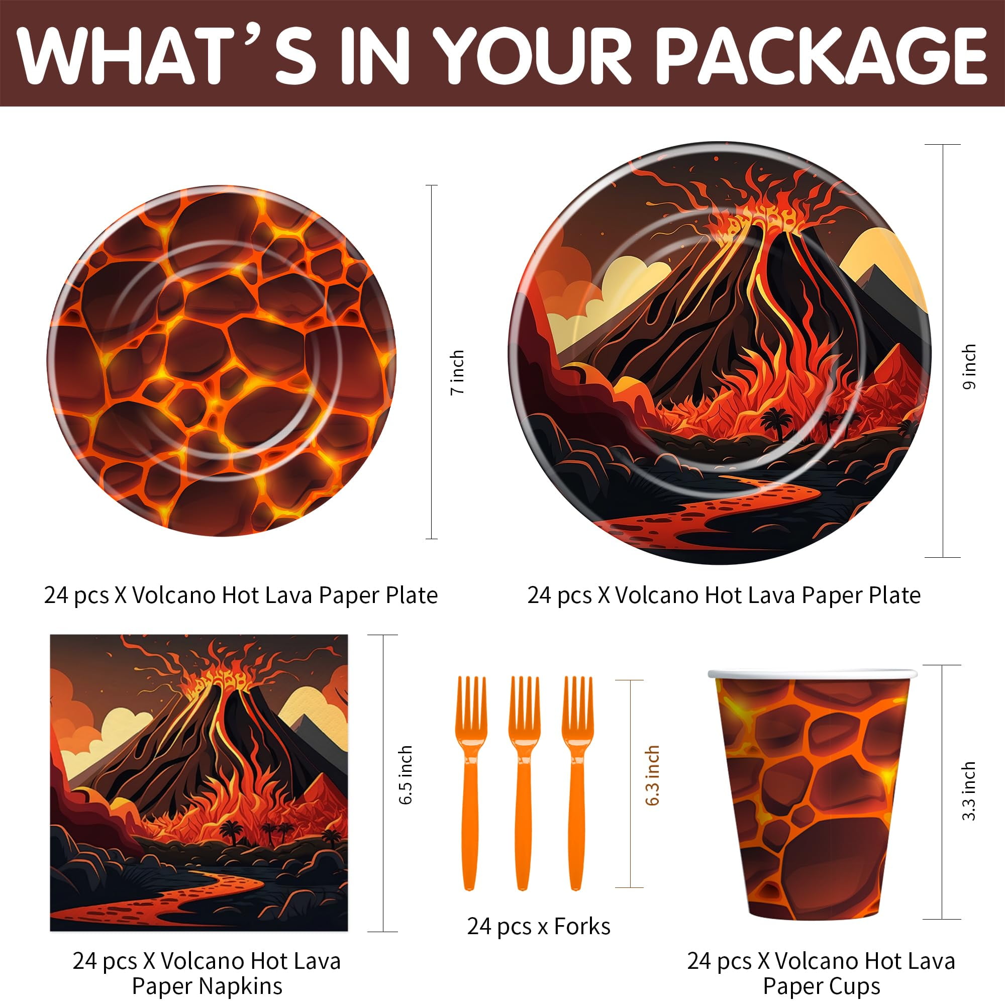 Xenorik Volcano Paper AJH3 Plates And Napkins Party Decorations Volcano ...