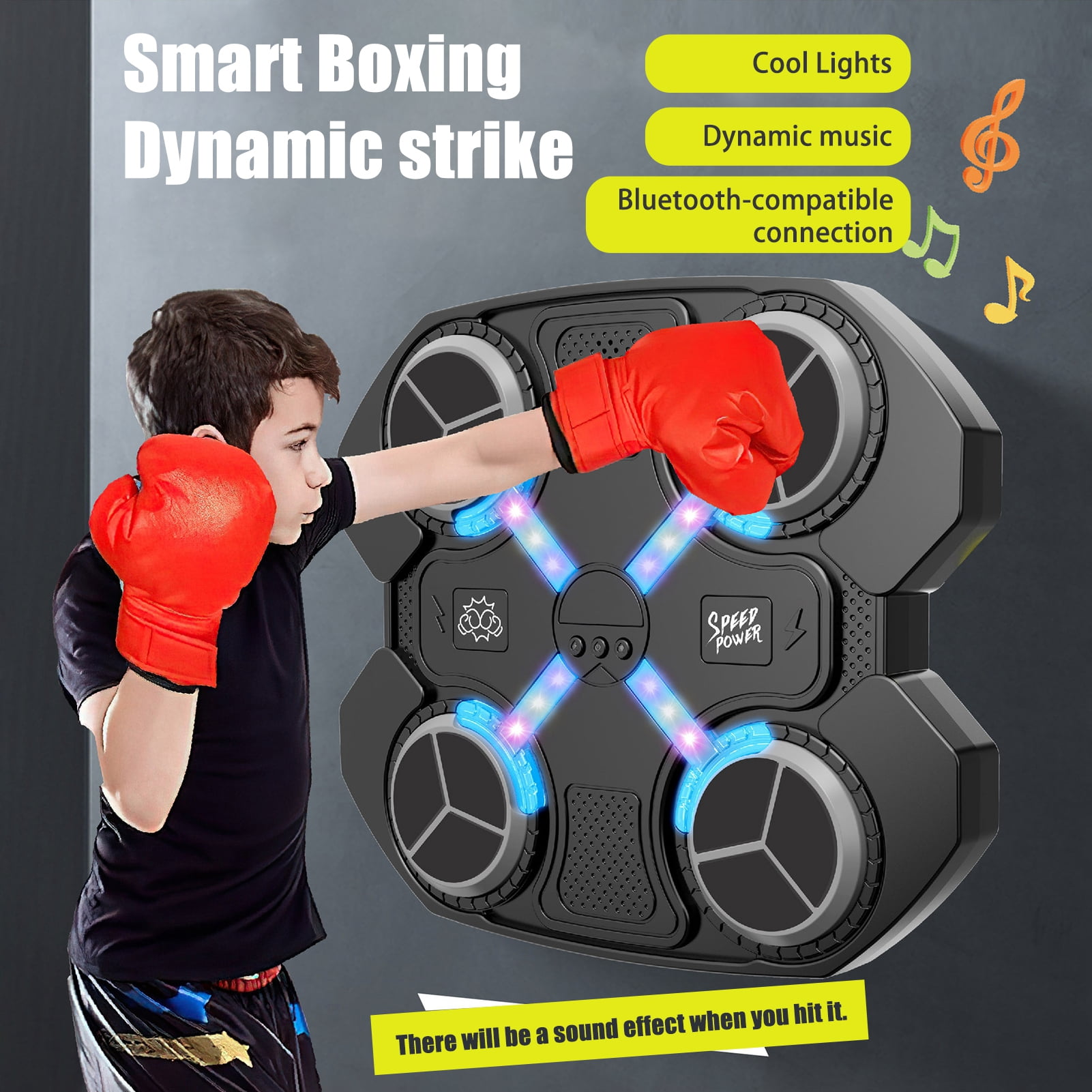 Xeoereki Music Boxing Machine with Gloves Wall Mounted Bluetooth ...
